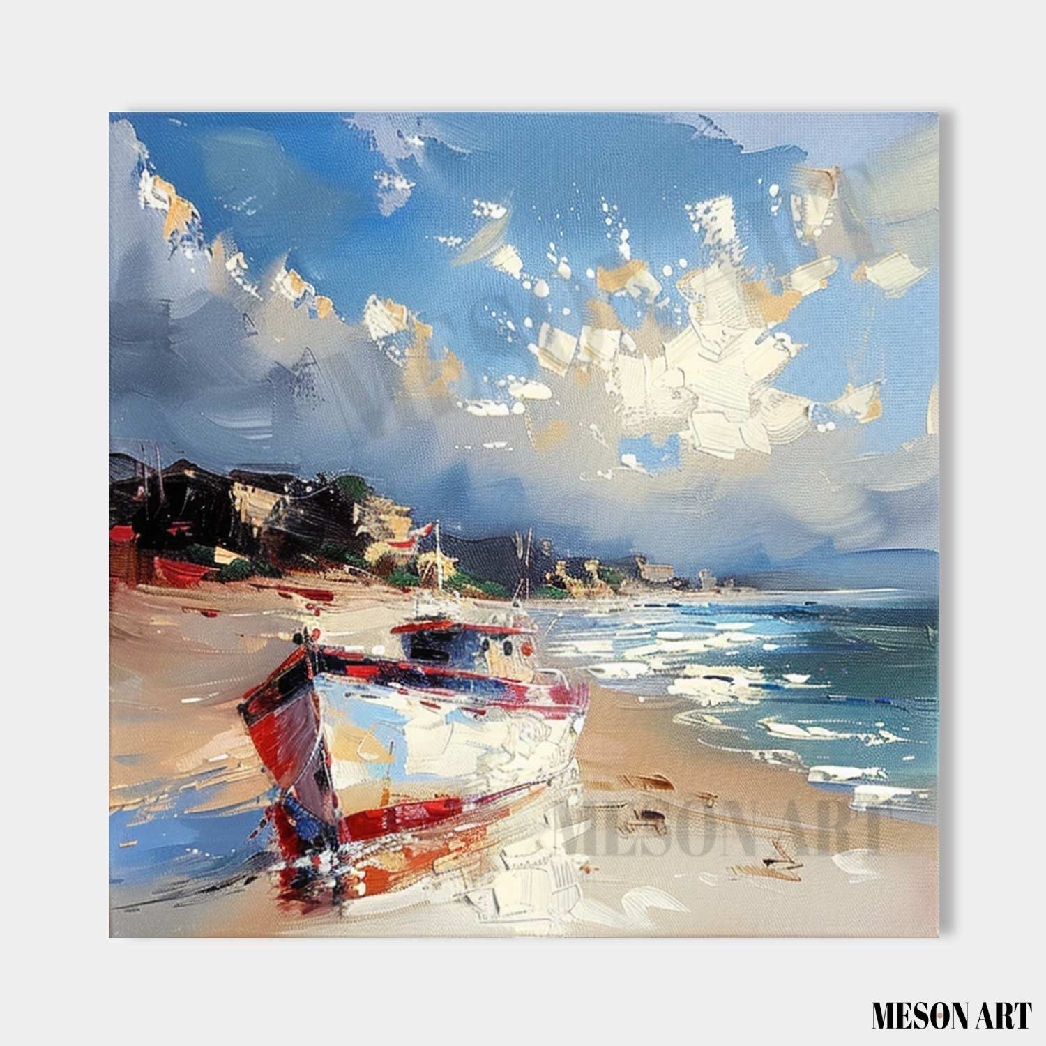 Beach Boat Art for Sale Coast Ship Texture Painting 3D Coast Ship ...