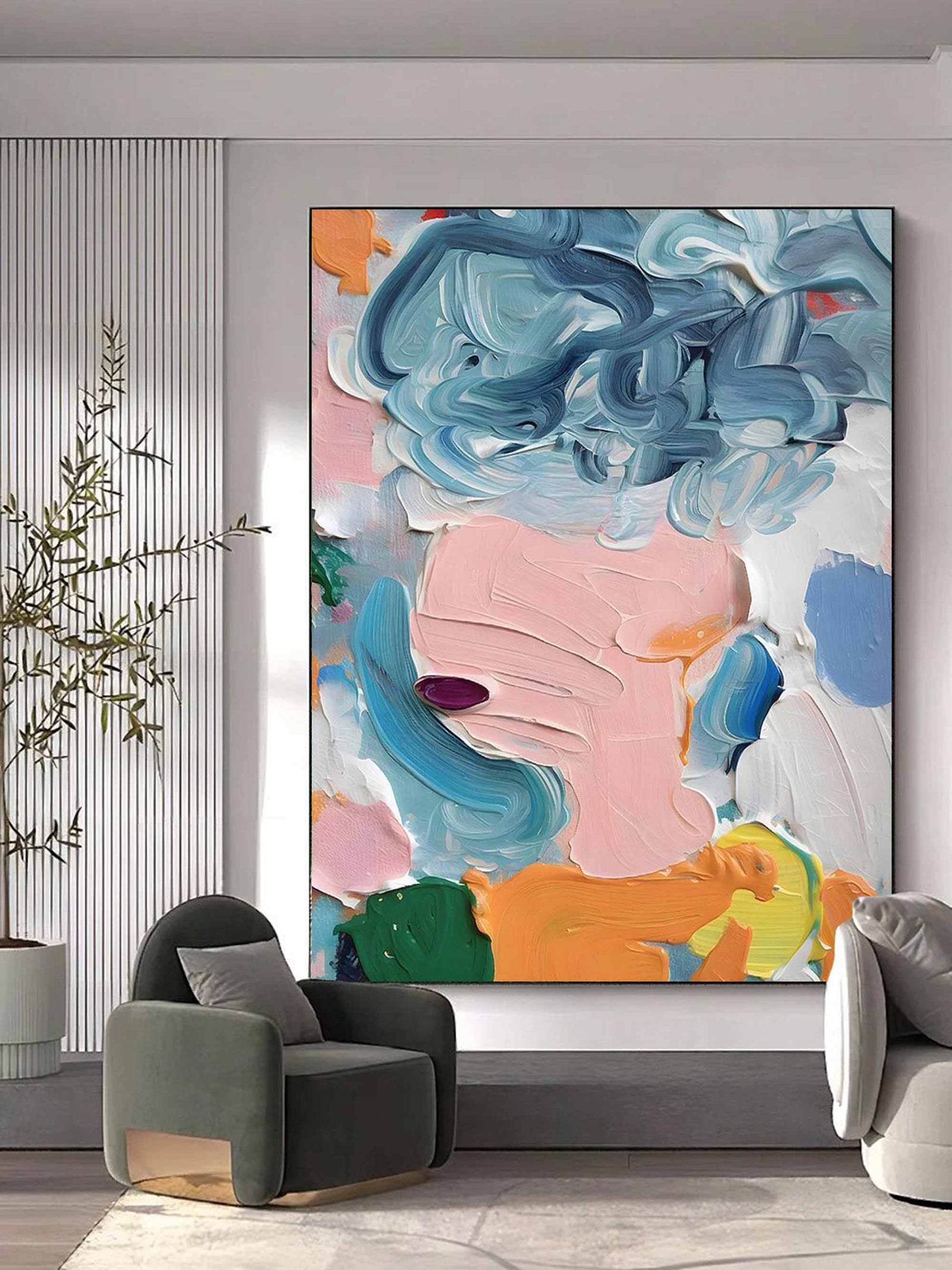 Abstract Colorful Oil Painting Abstract Colorful Textured Canvas Art ...