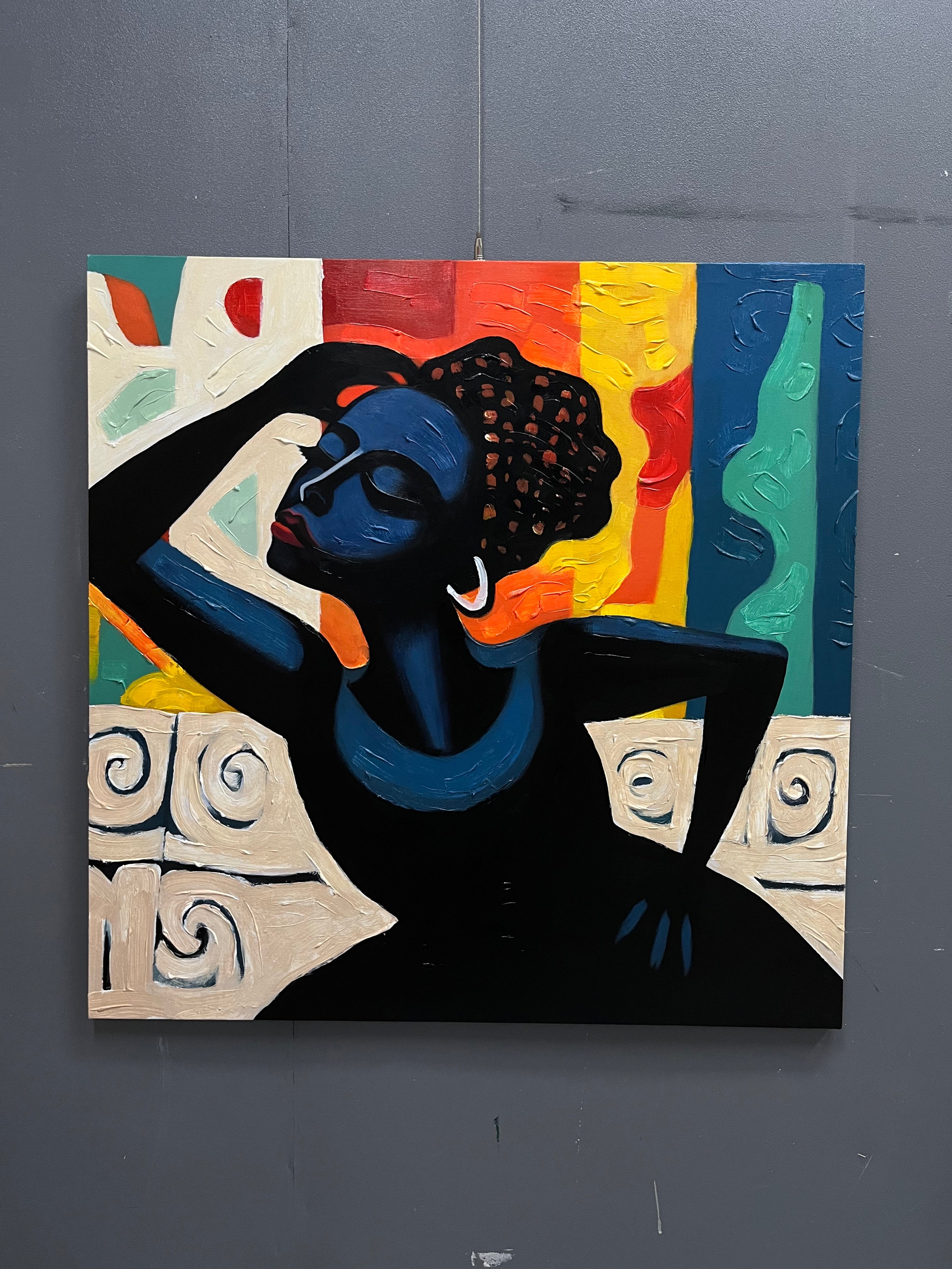 Elegant Lady Art on Canvas Colorful Woman Textured Canvas Oil Painting ...