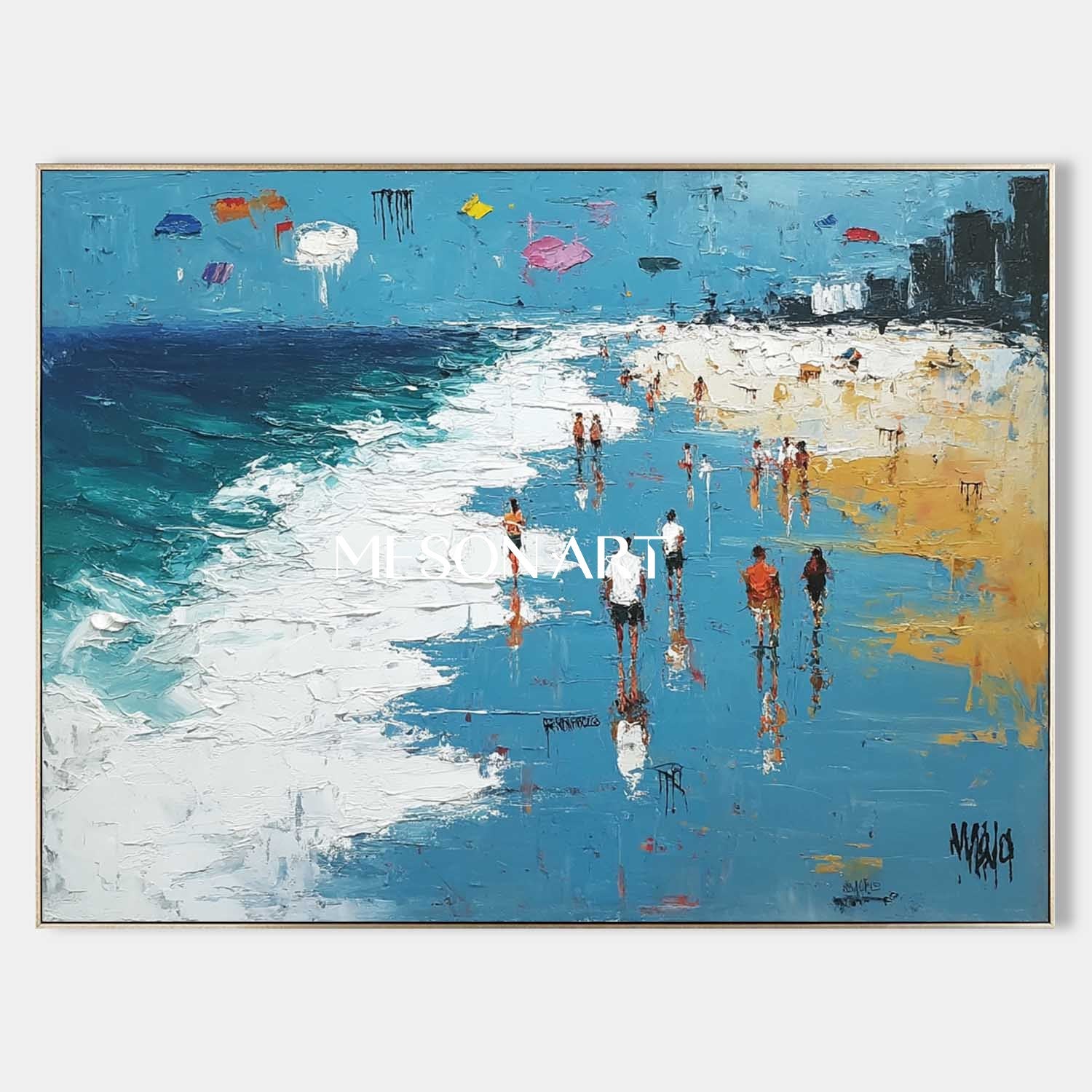 Large Seaside Beach Abstract Texture Canvas Painting for Sale Seaside ...