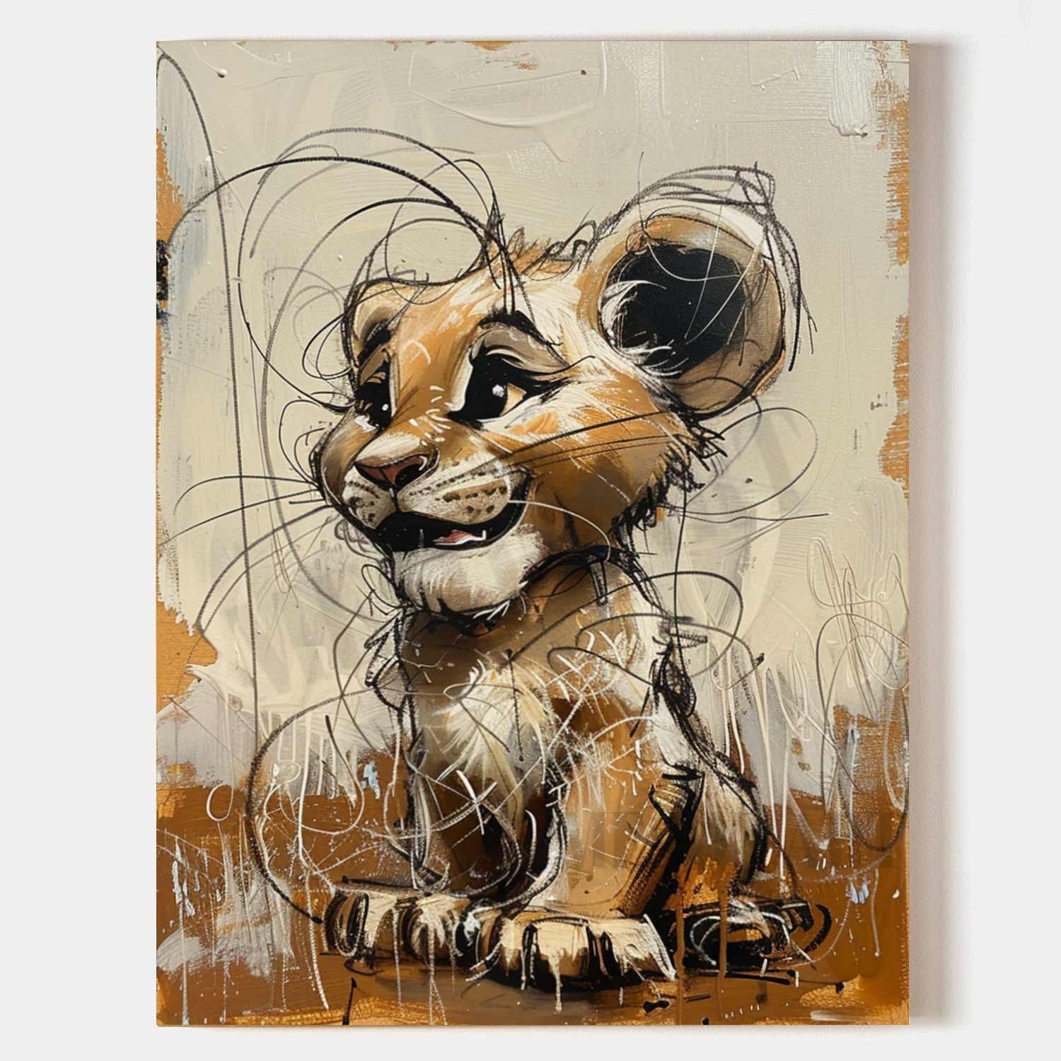 Lion King Simba Painting Simba Graffiti Cartoon Canvas Wall Art Simba ...