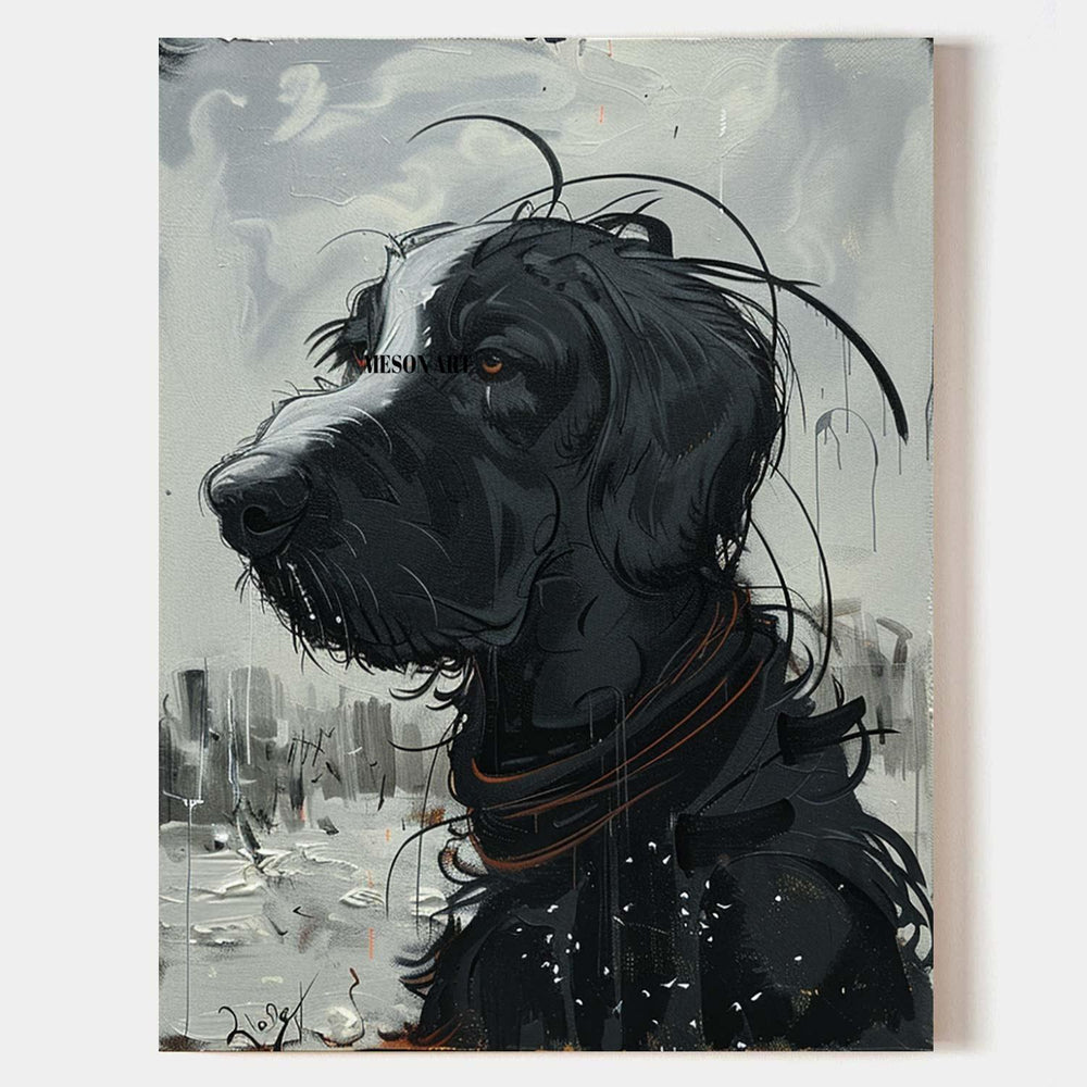 Large Dog Portrait Paintings for Sale Black and White Dog Portrait ...