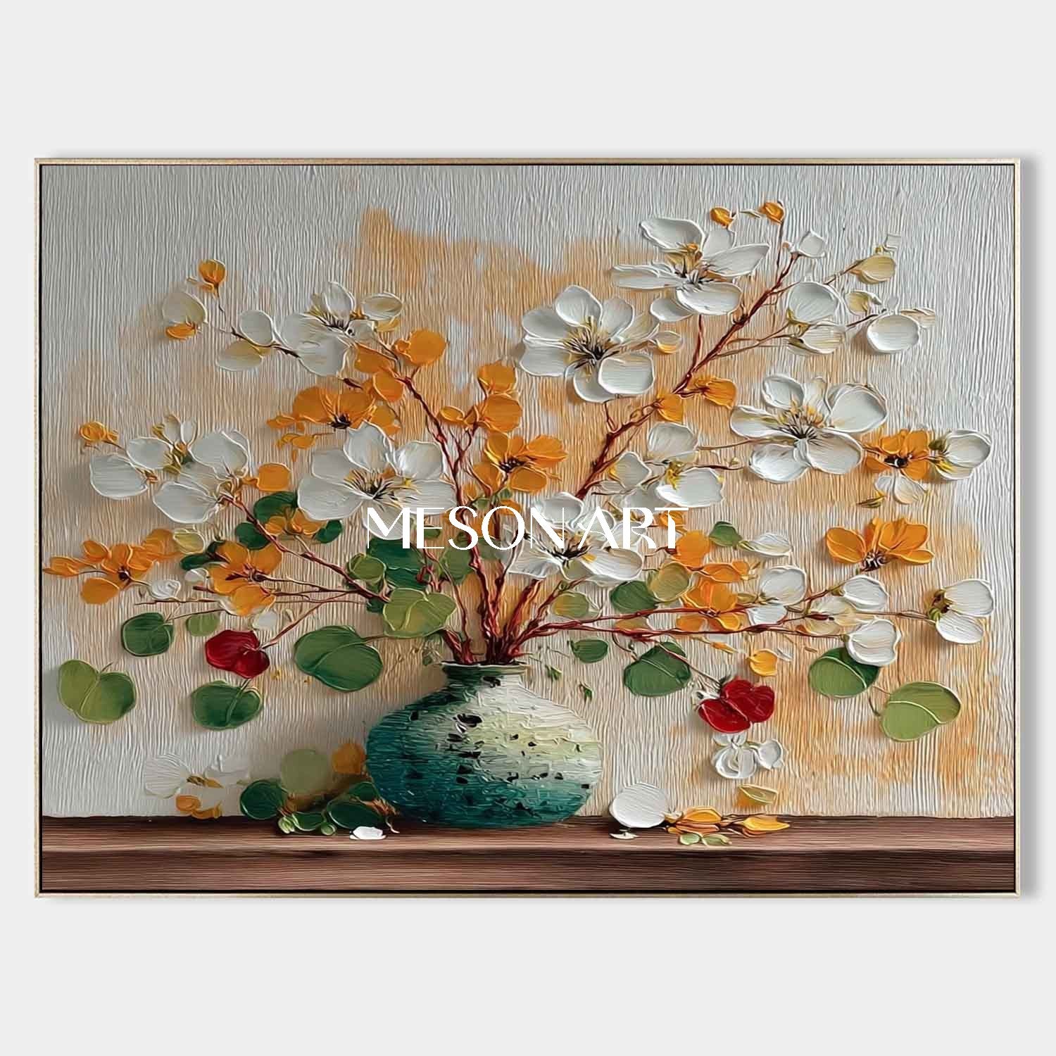 Framed Blooming Floral Canvas for Entryway or Hallway | Mesonart Future ...