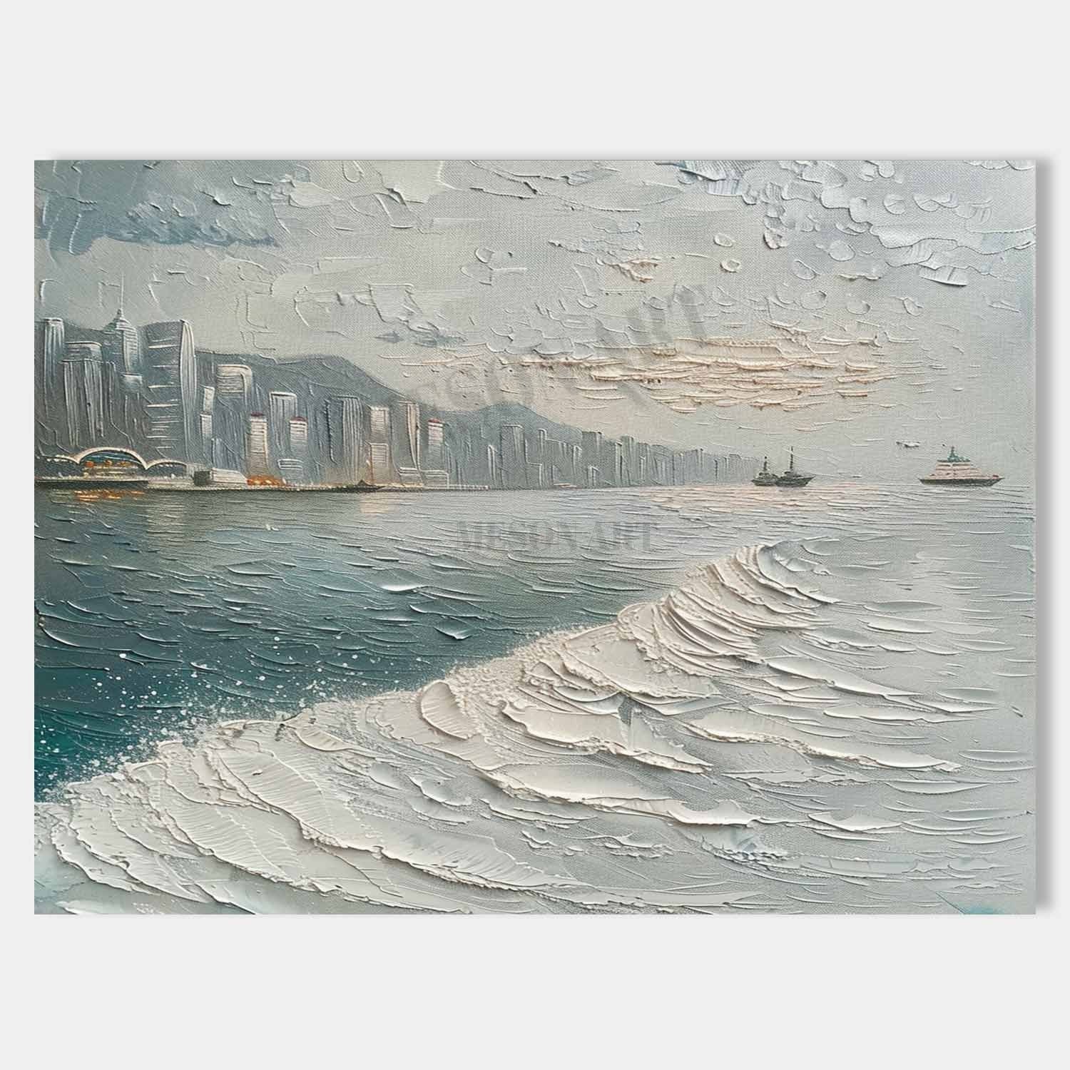 Hong Kong Victoria Harbour Abstract Canvas Art Victoria Harbour Snow ...