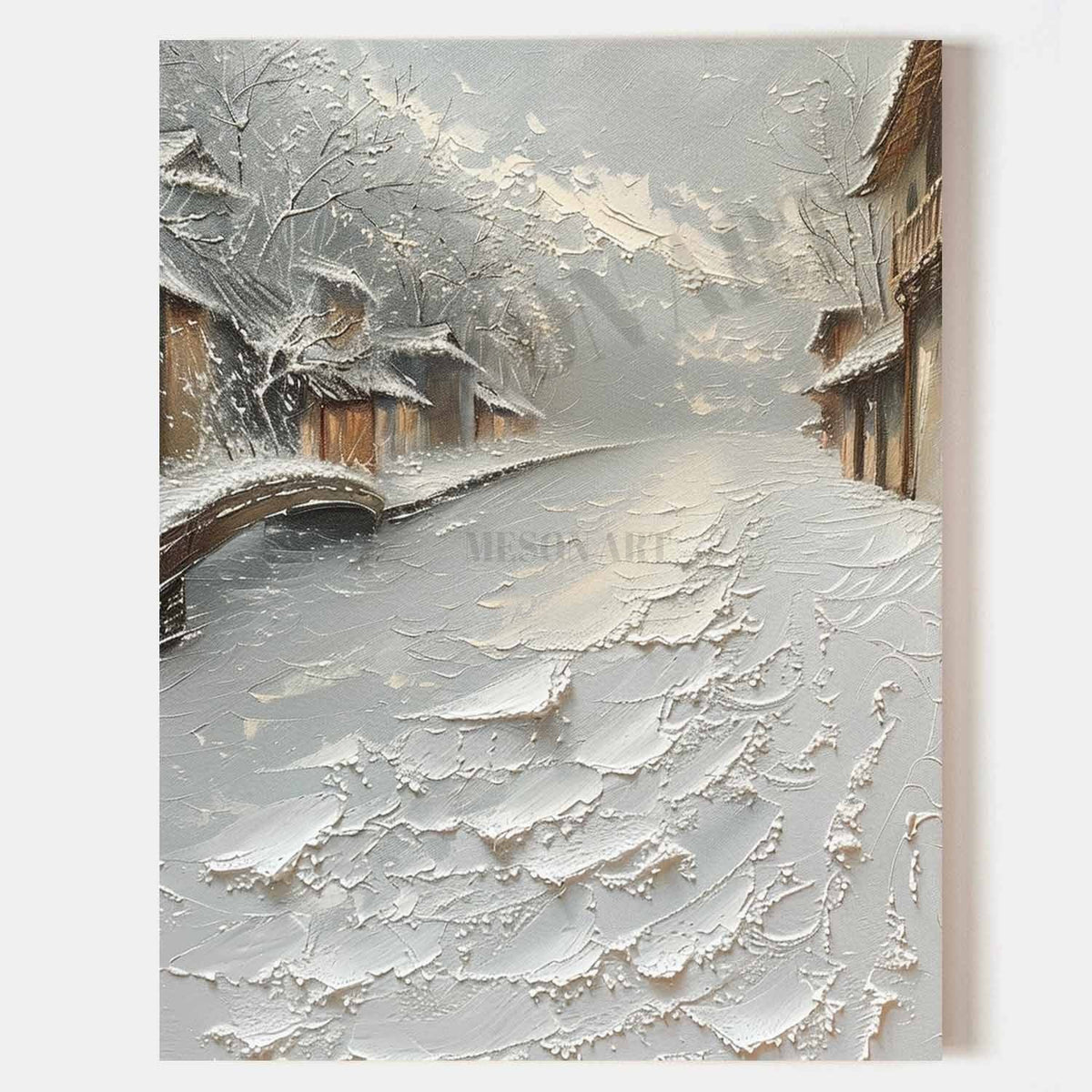 Snow Landscape Abstract Painting White Snow Landscape Abstract Wall Art ...