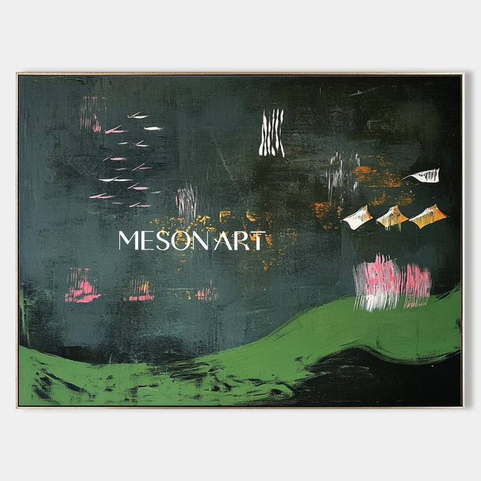 Large Contemporary Green Abstract Canvas Wall Art Green Abstract ...
