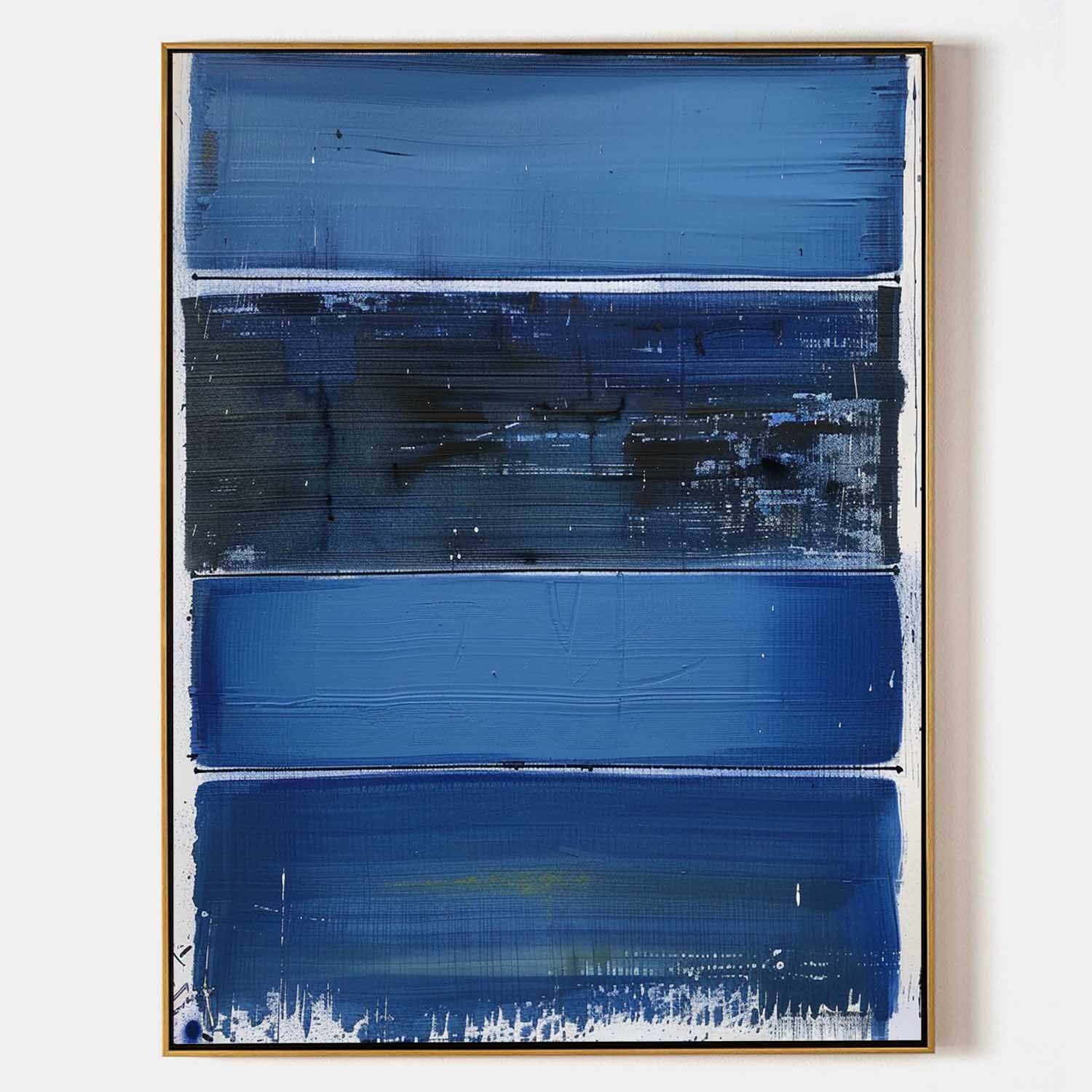 Large Dark Blue Abstract Art Contemporary Dark Blue Abstract Canvas ...