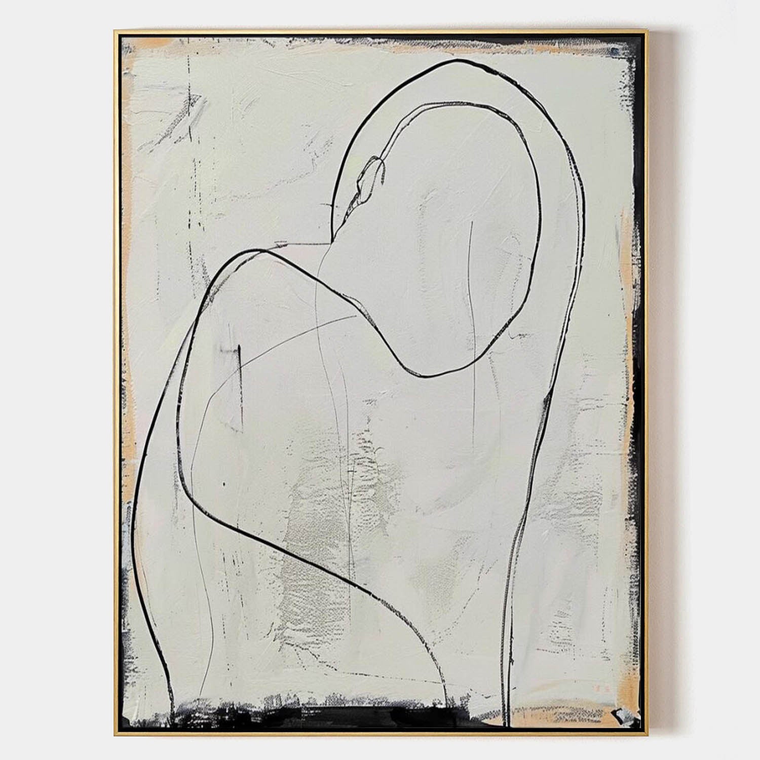 Black and White Line Minimalist Wall Hanging Painting Abstract ...