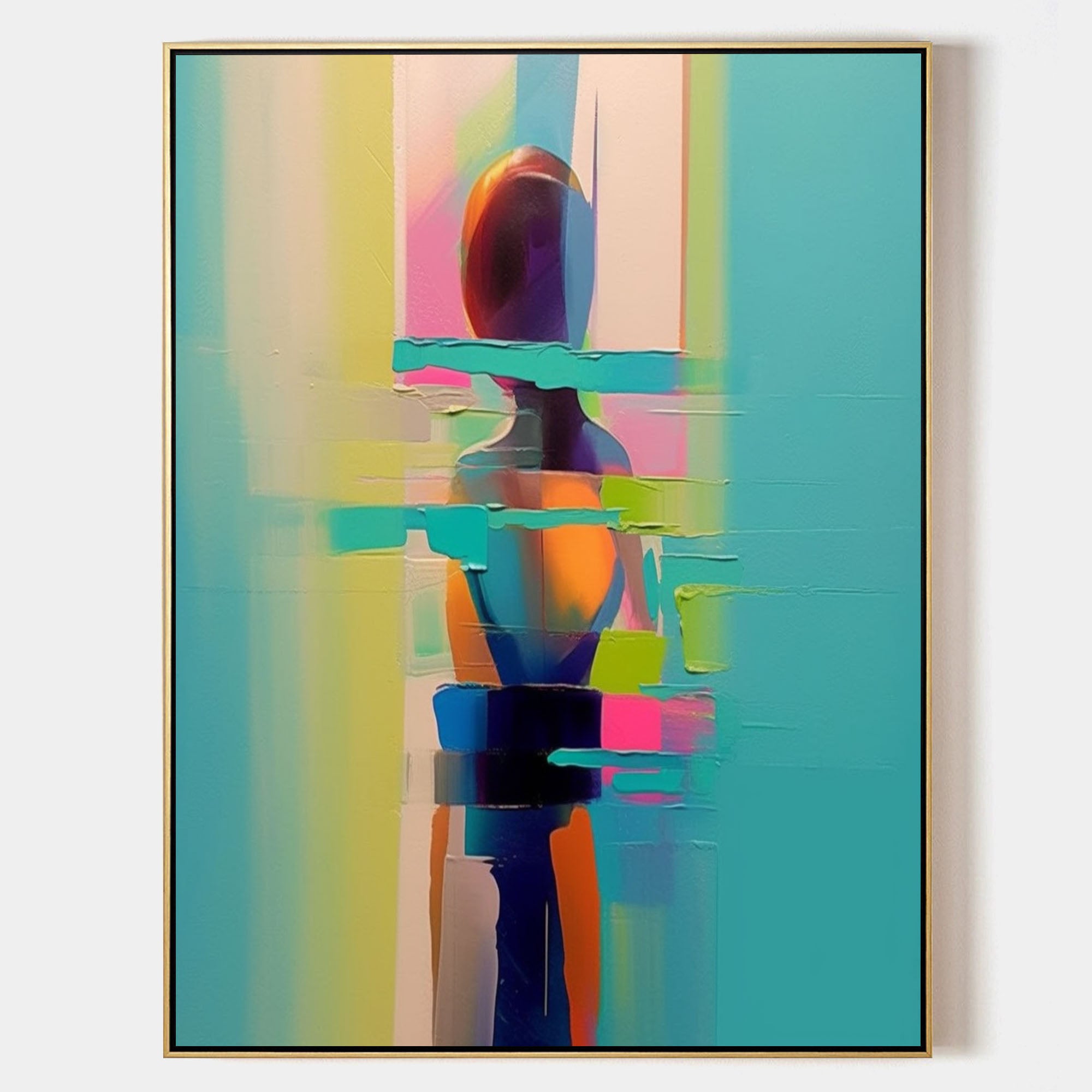 Colorful Abstract People Back View Oil Painting Palette Girl Abstract ...