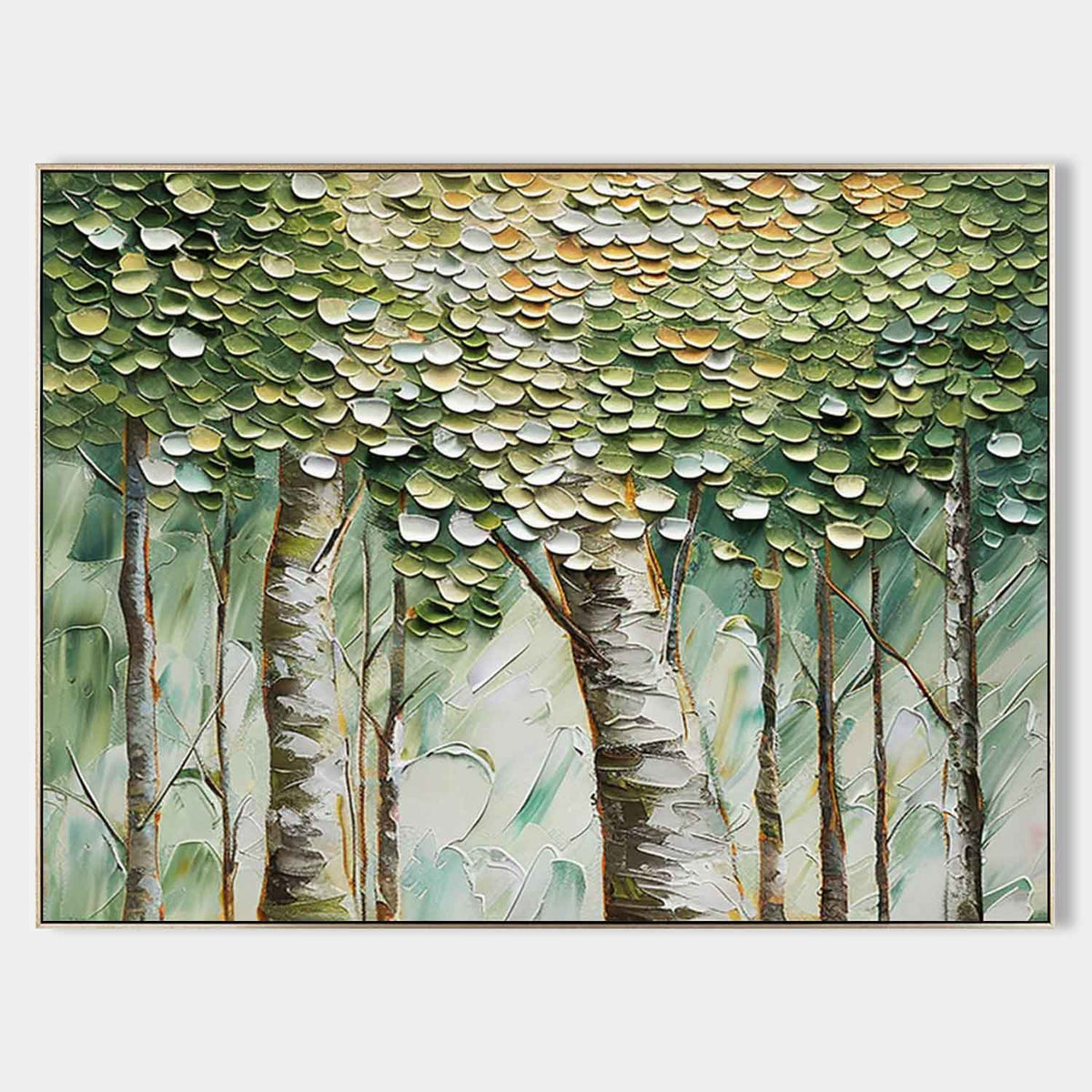 3D Green Tree Texture Painting 3D Green Tree Modern Canvas Wall Art ...