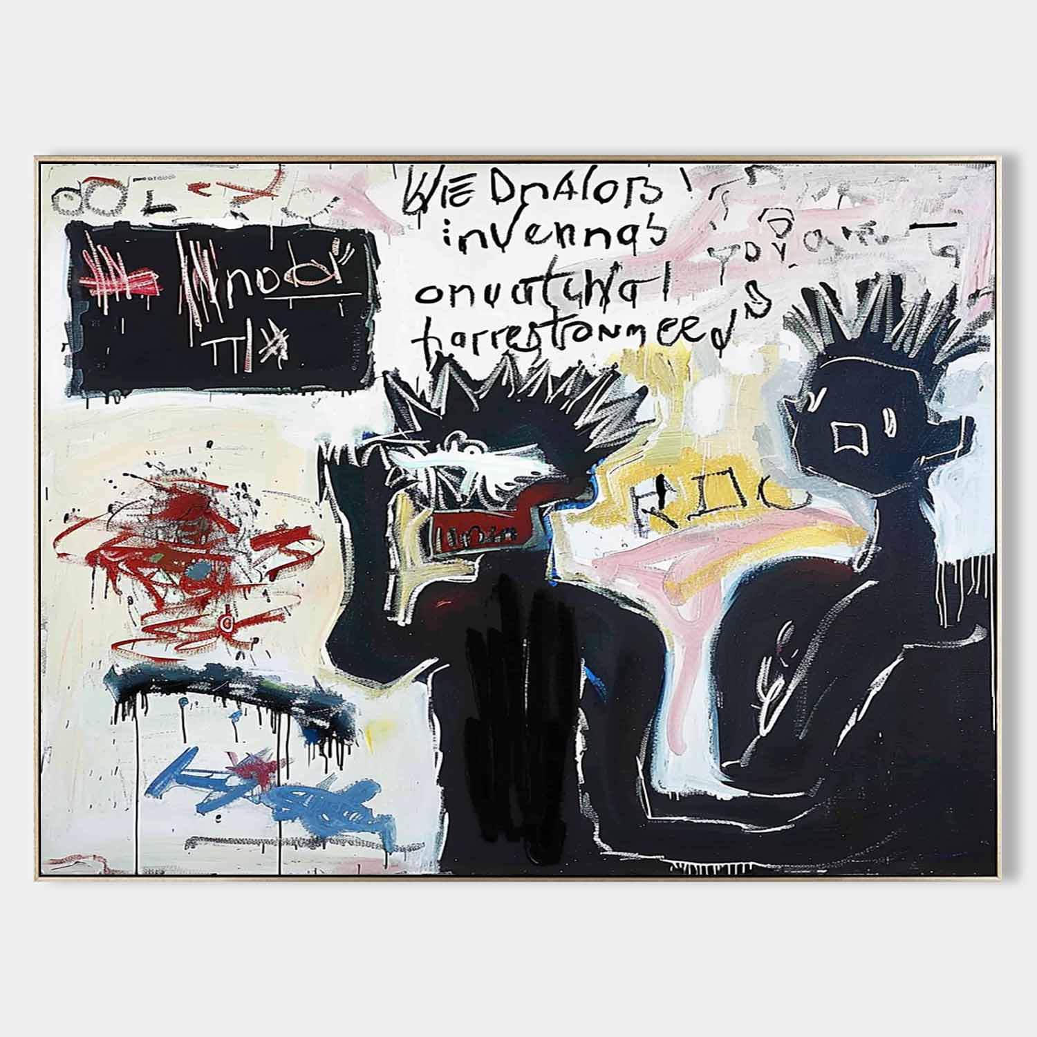 Large Abstract Graffiti Character Canvas Art Black and White Abstract ...