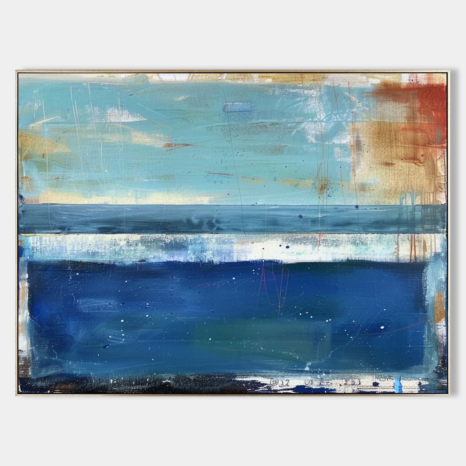 72*48 Light Blue Abstract Oil Paintings Blue Abstract Art Canvas Dark ...