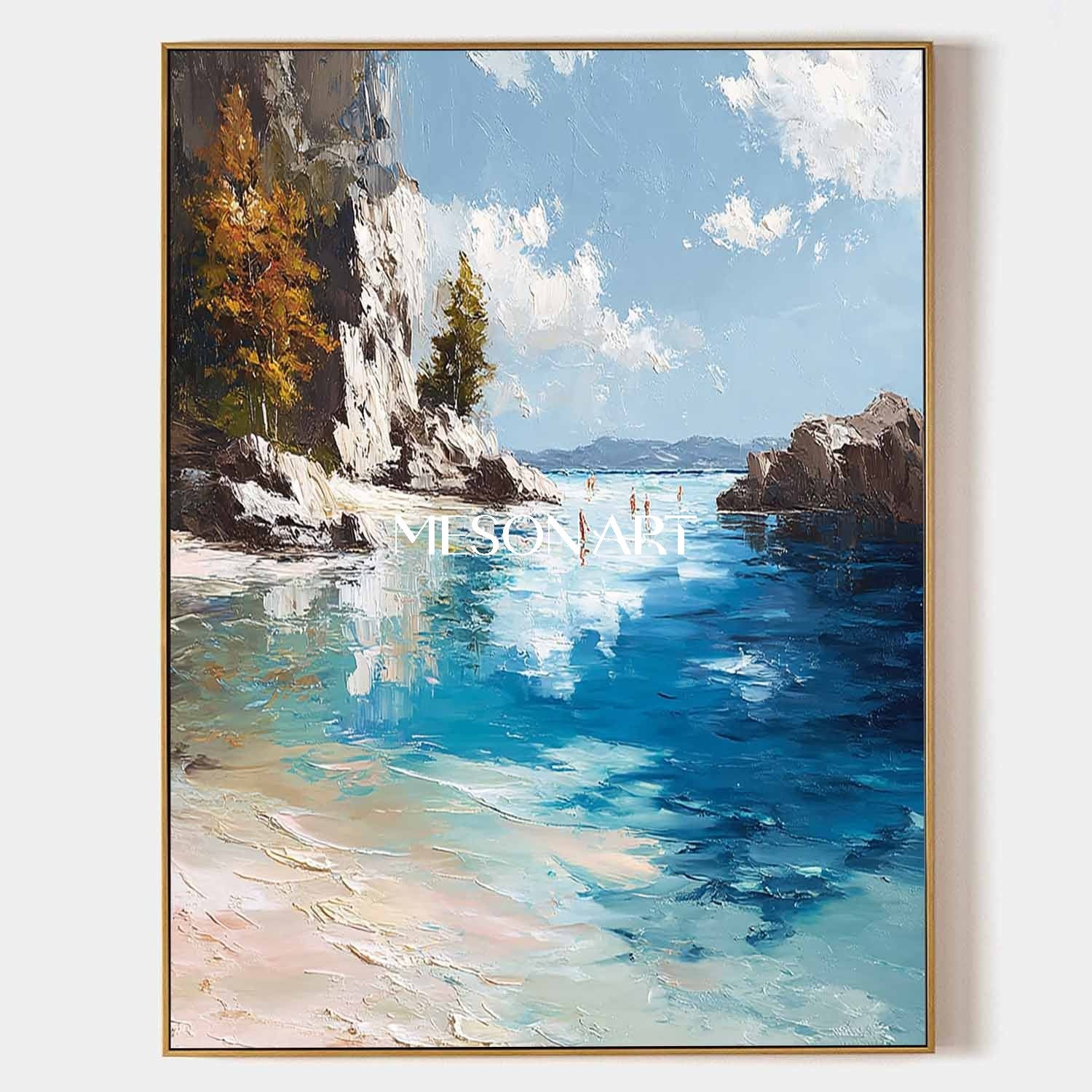 Large 3D Blue And White Sea Abstract Canvas Art Abstract Sea Texture ...