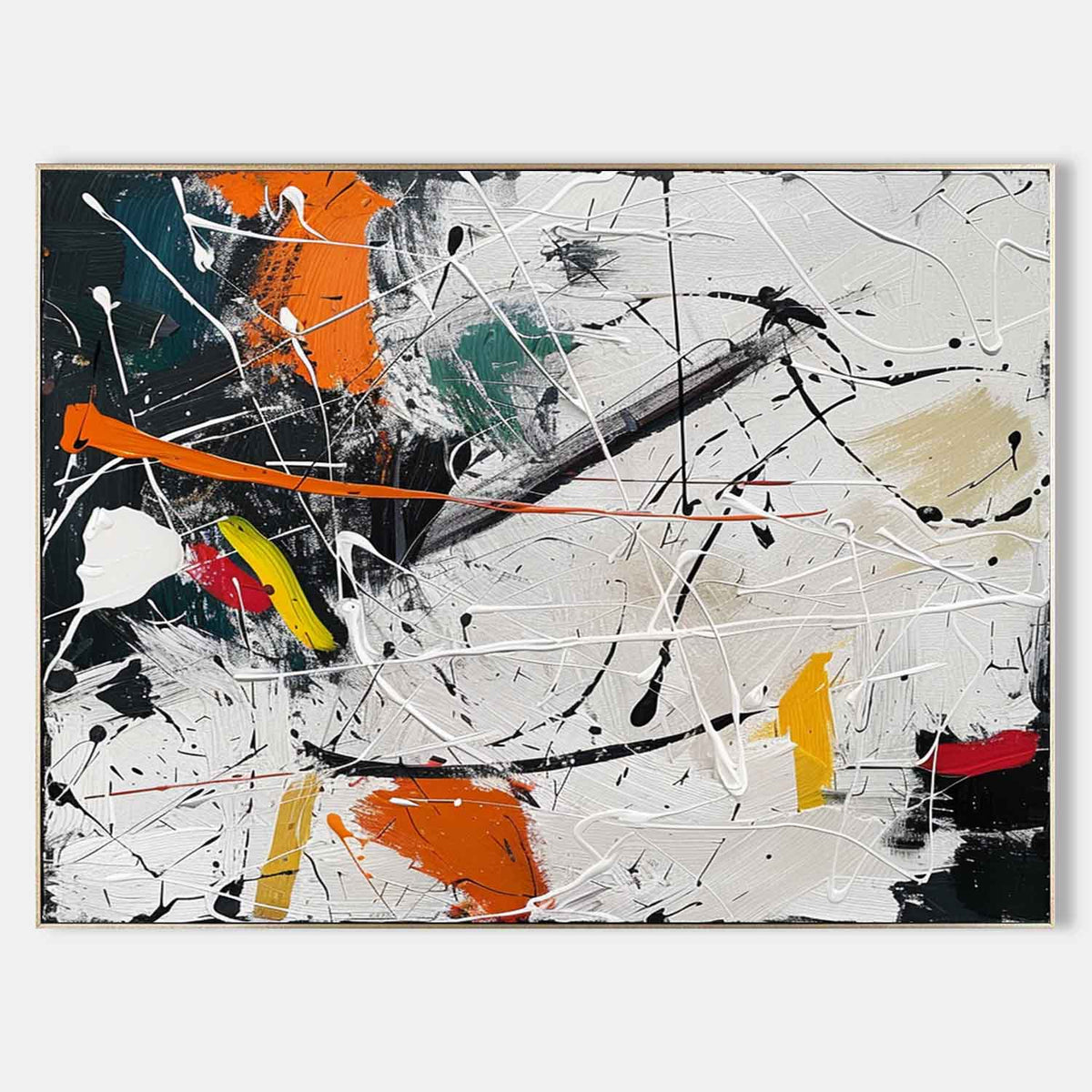 Large Orange and White Abstract Art for Sale Pollock Abstract Art Wall ...
