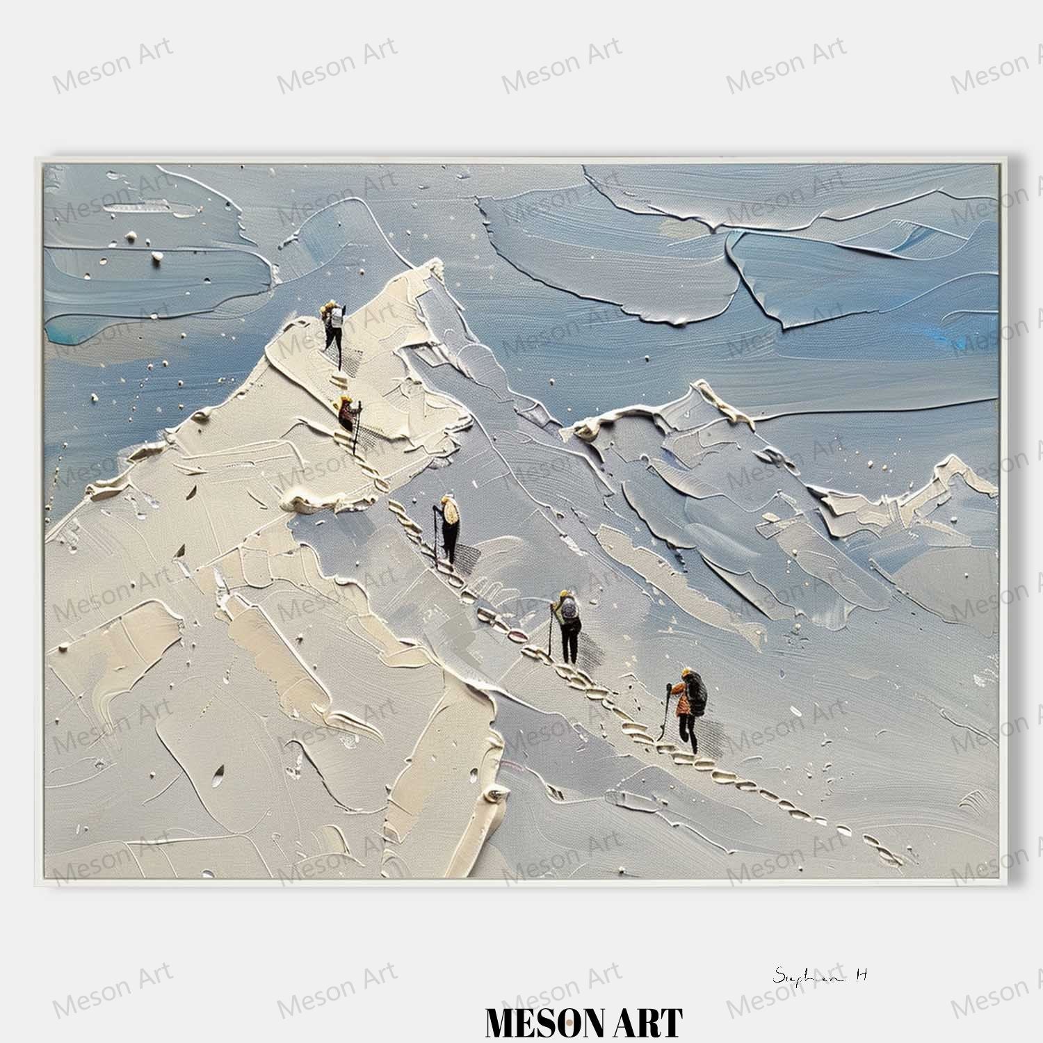 Snow Mountain Climber Art Mountain Climber Plaster Texture Painting ...