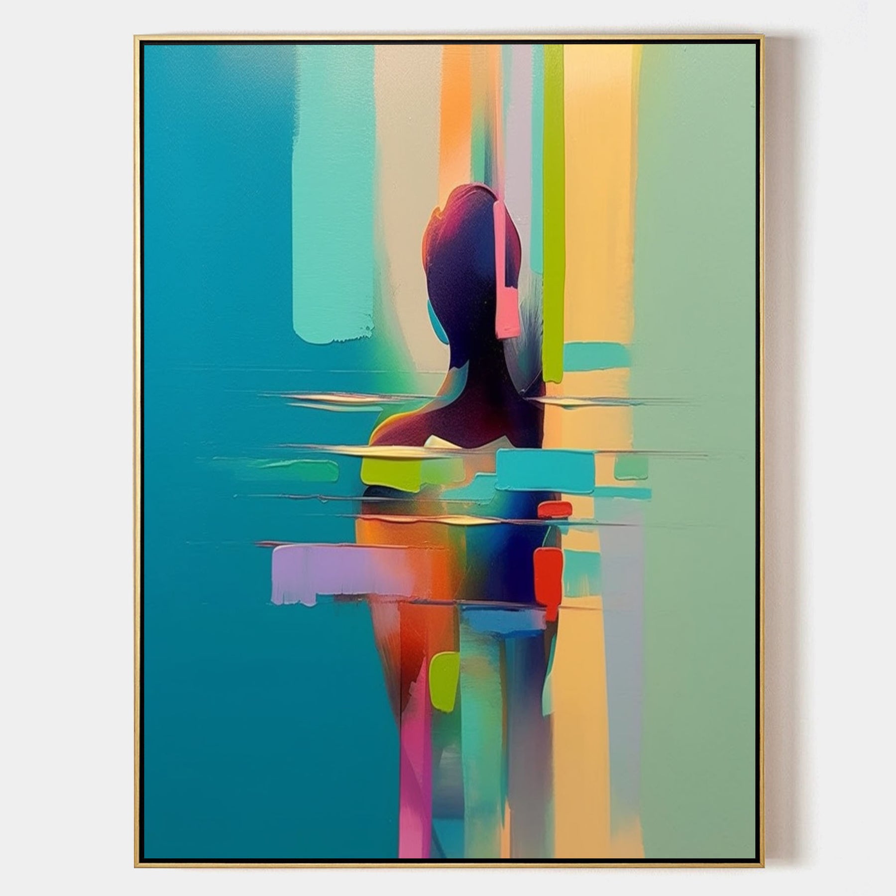 Colorful Abstract Woman Back View Canvas Art Palette Wall Art Entrance ...