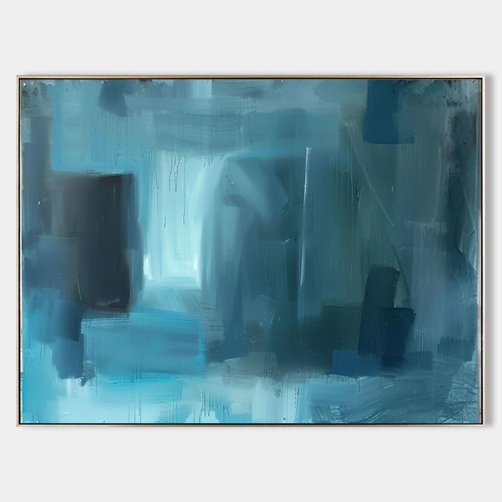Light Blue Abstract Art Canvas Modern Abstract Blue Wall Art Decoration ...