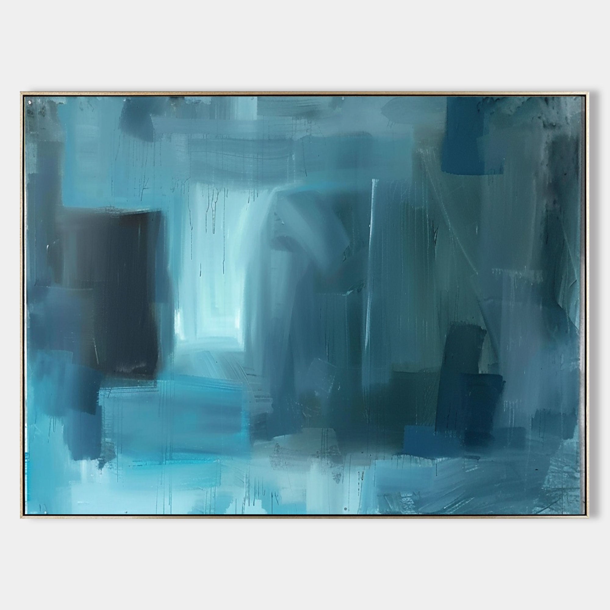 Light Blue Abstract Art Canvas Modern Abstract Blue Wall Art Decoration ...