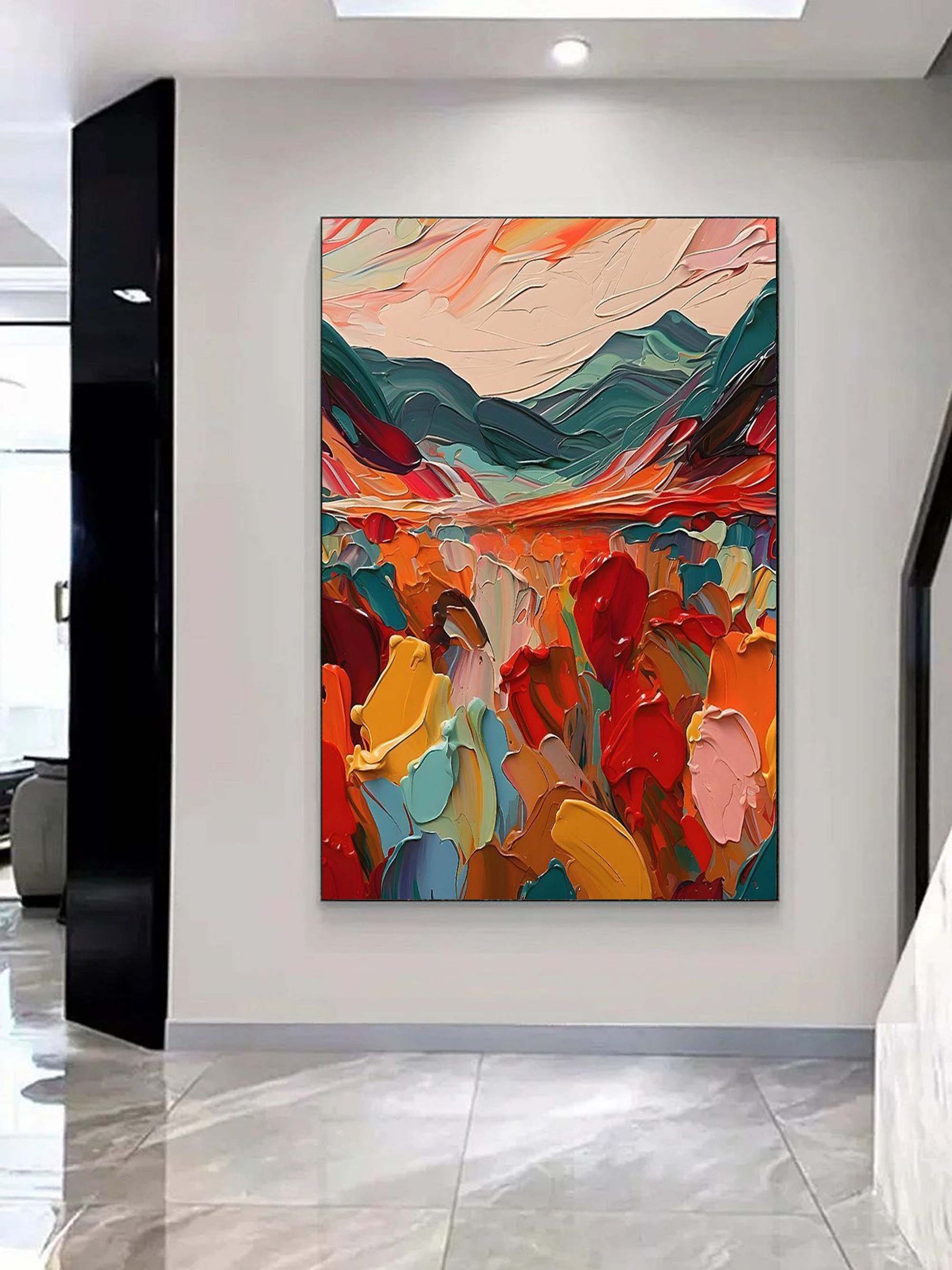 Thick Colorful Abstract Canvas Oil Painting Colorful Textured Abstract ...