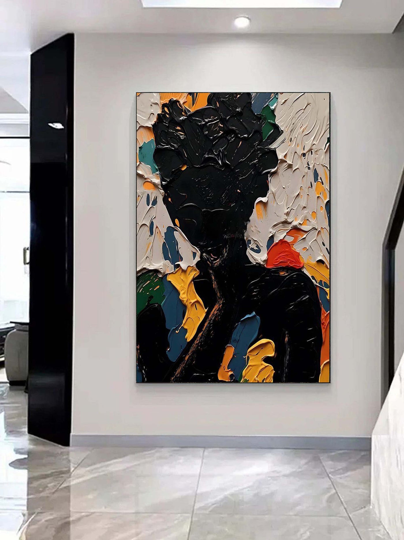 Black Abstract Man Oil Painting Black Abstract Man Canvas Art Abstract ...