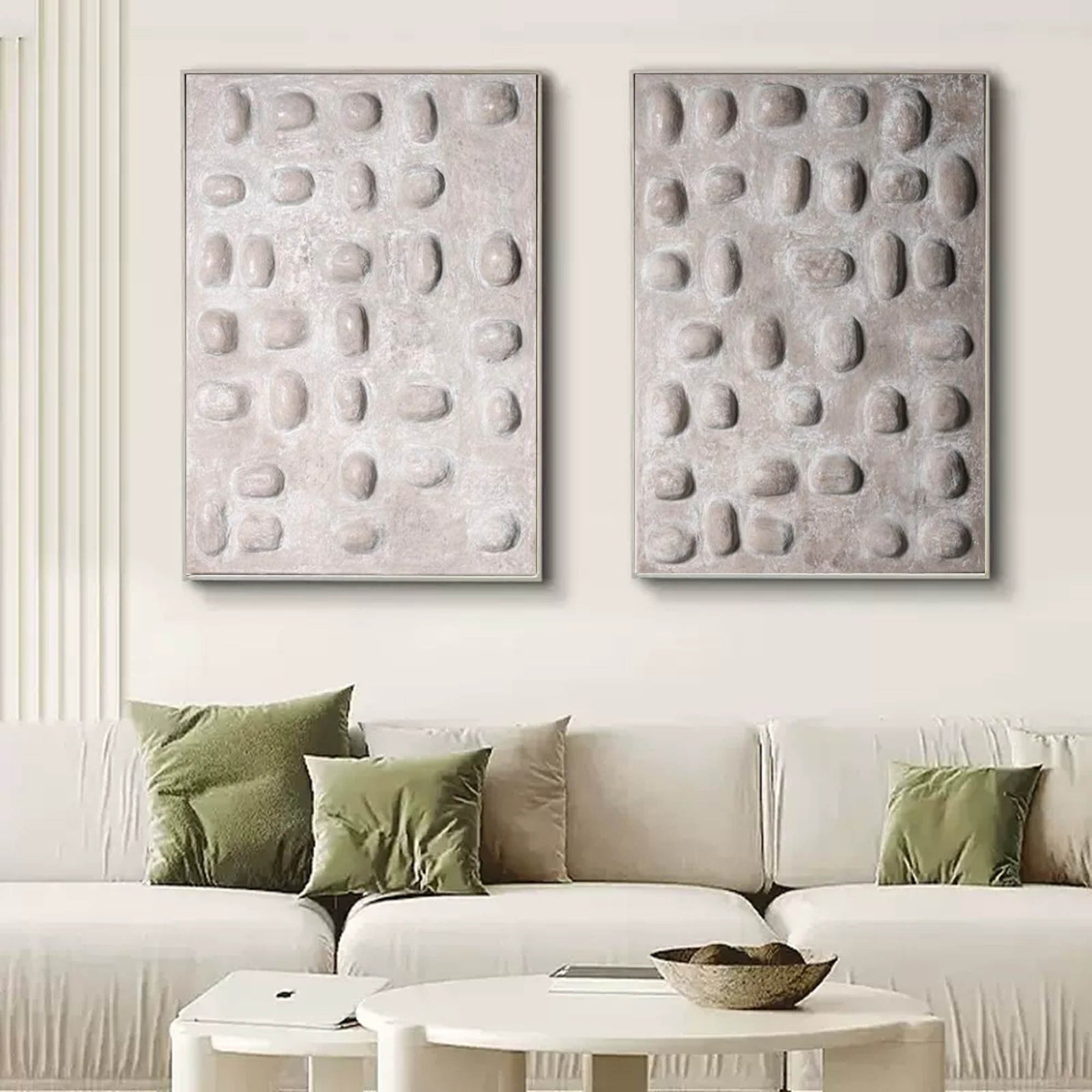 3D Gray Textured Painting Set Of 2 Gray Abstract Art On Canvas Wabi ...