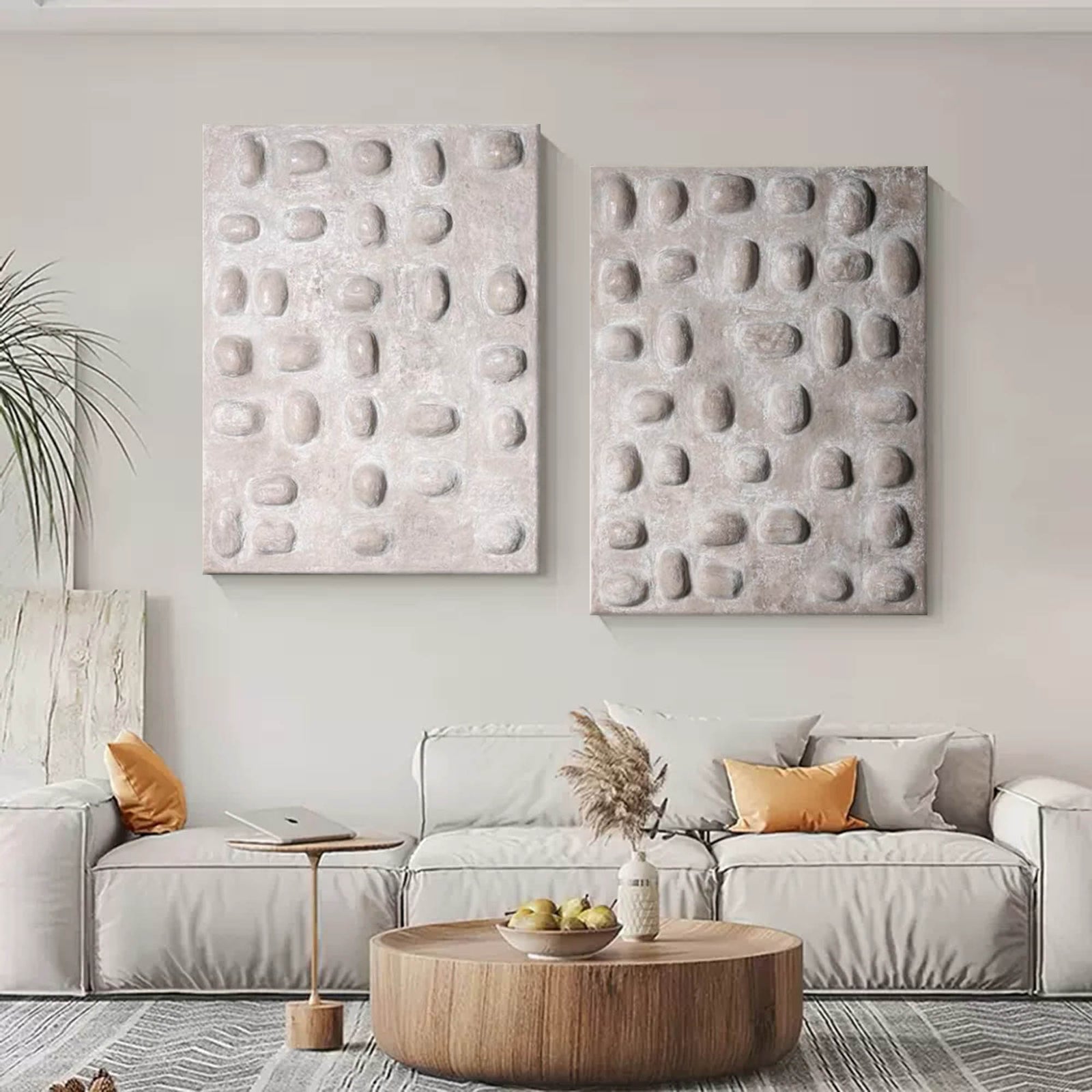 3D Gray Textured Painting Set Of 2 Gray Abstract Art On Canvas Wabi ...