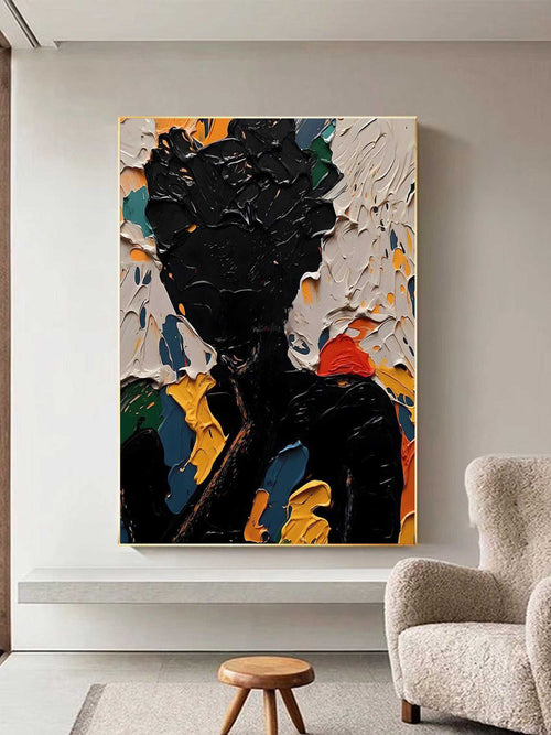 Black Abstract Man Oil Painting Black Abstract Man Canvas Art Abstract ...