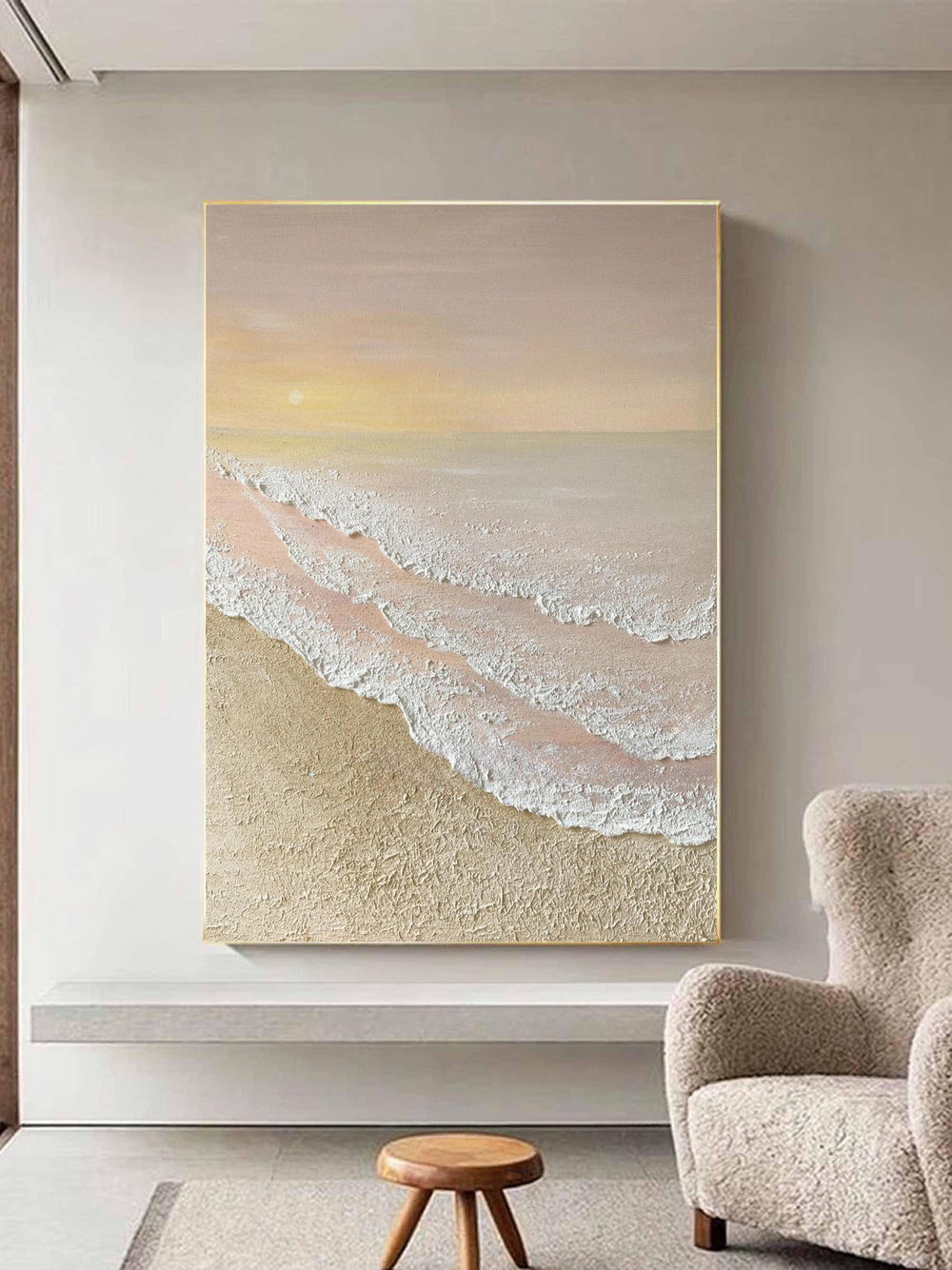 Painting of Sea Waves And Sand At Sunset Warm Waves Beach Texture ...