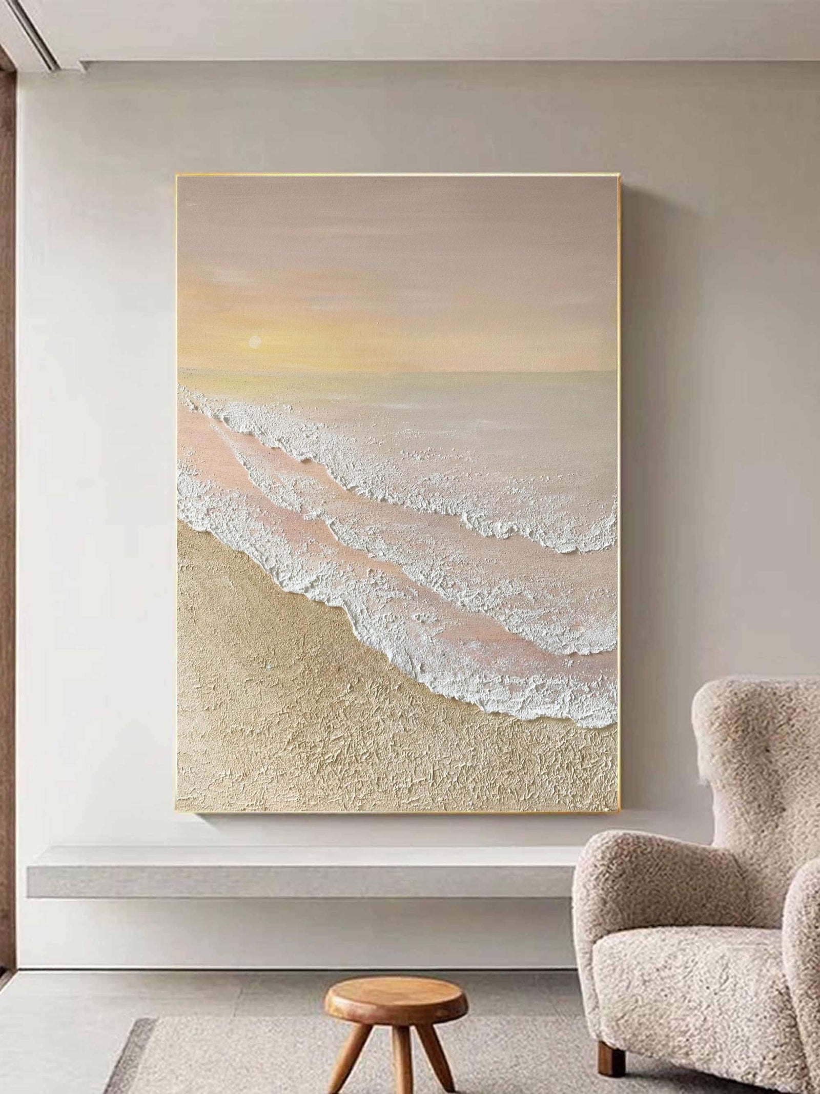 Painting of Sea Waves And Sand At Sunset Warm Waves Beach Texture ...
