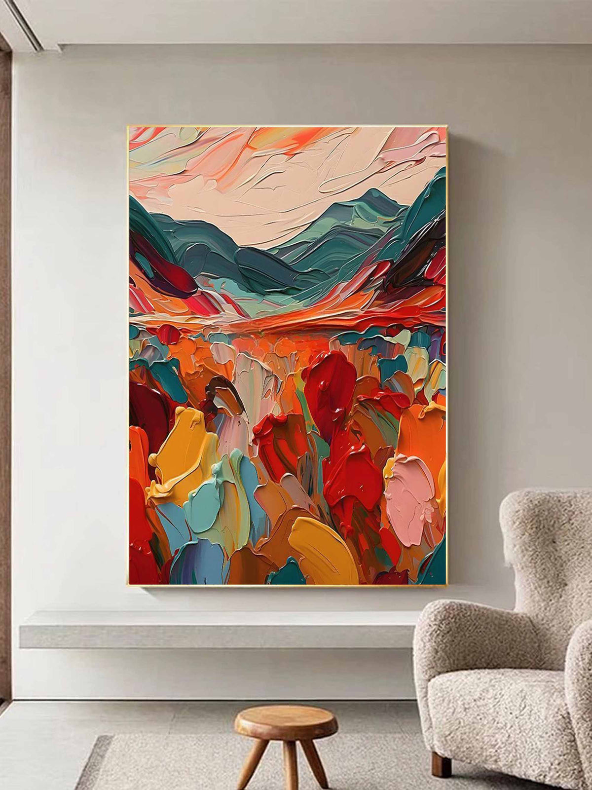 Thick Colorful Abstract Canvas Oil Painting Colorful Textured Abstract ...