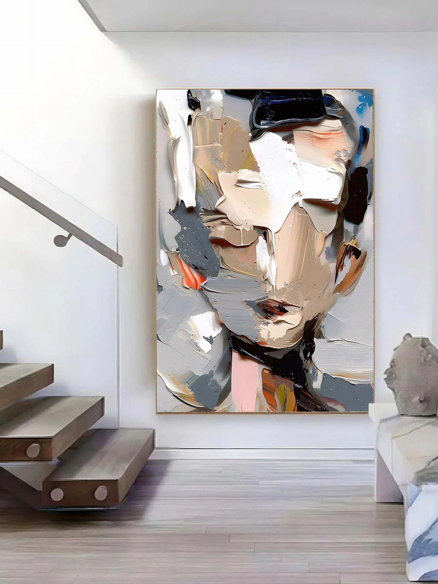 Thick Abstract Figure Oil Painting Textured Woman Canvas Art Abstract ...