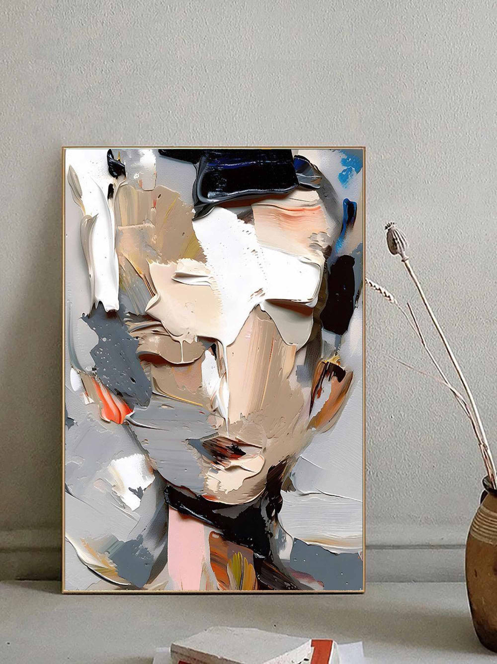 Thick Abstract Figure Oil Painting Textured Woman Canvas Art Abstract ...