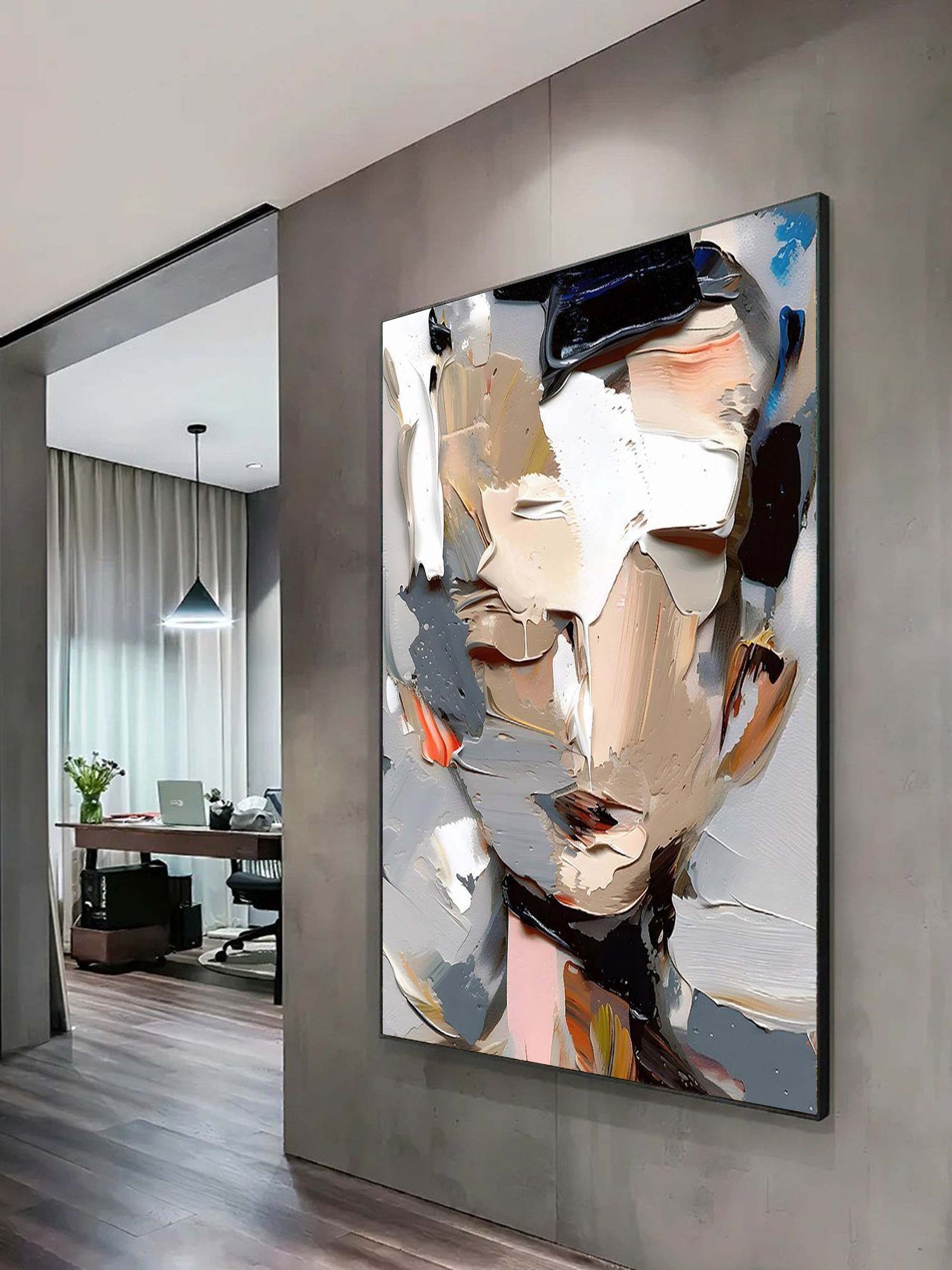 Thick Abstract Figure Oil Painting Textured Woman Canvas Art Abstract ...