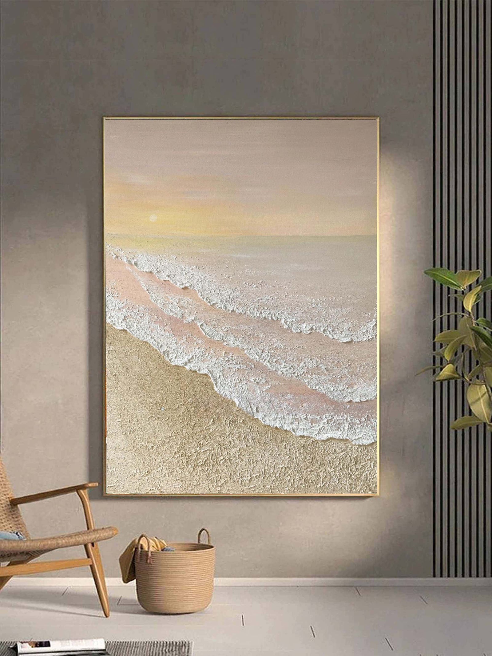 Painting of Sea Waves And Sand At Sunset Warm Waves Beach Texture ...