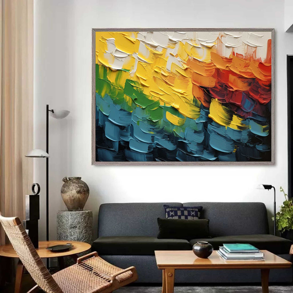 Large Colorful Abstract Texture Painting Abstract Palette Wall Art ...