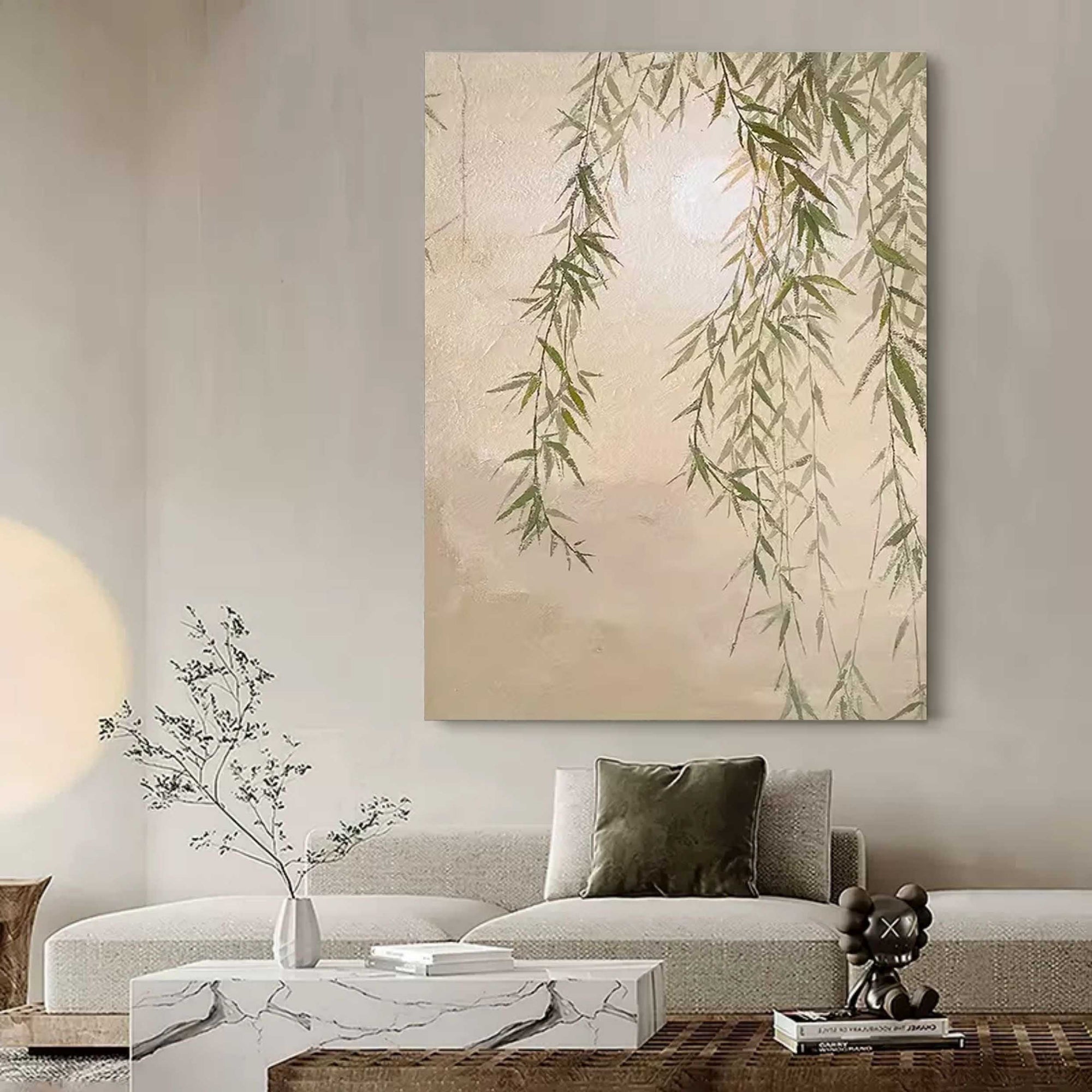 Green Willow On Canvas Wabi-Sabi Art Green Willow Oil Painting Willow ...