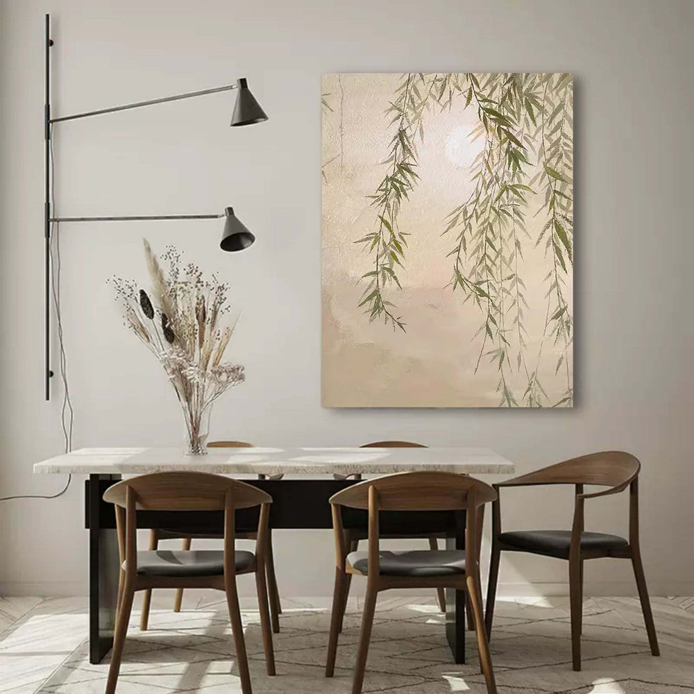 Green Willow On Canvas Wabi-Sabi Art Green Willow Oil Painting Willow ...