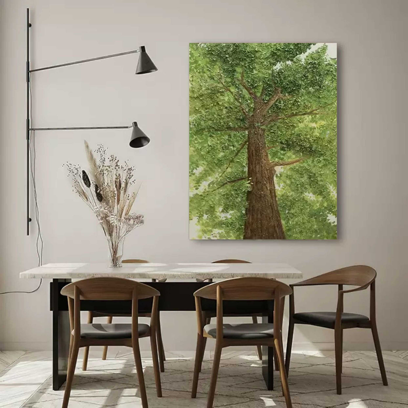 Big Green Tree Art on Canvas Green Textured Big Tree Canvas Painting ...