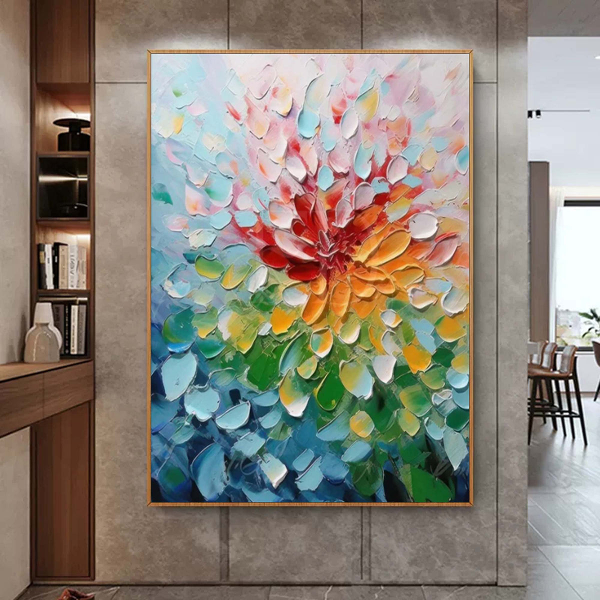 Colorful Abstract Art Palette Knife Painting On Canvas Colorful ...