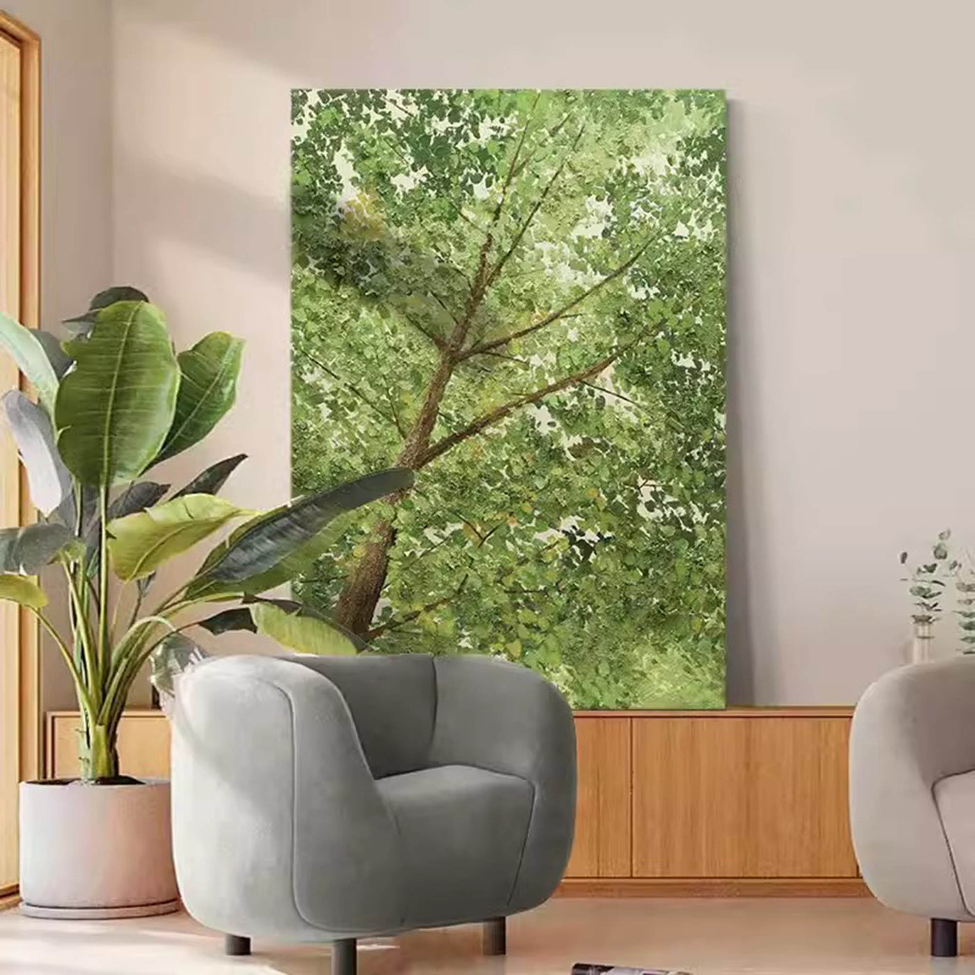 Big Green Textured Tree Painting Green Tree Textured Canvas Wall Art 3D ...