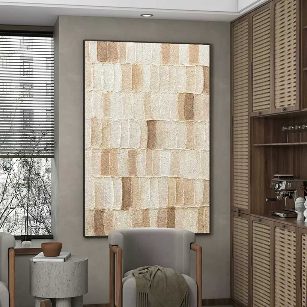 3D Beige Textured Acrylic Abstract Painting Beige Wall Art Beige ...