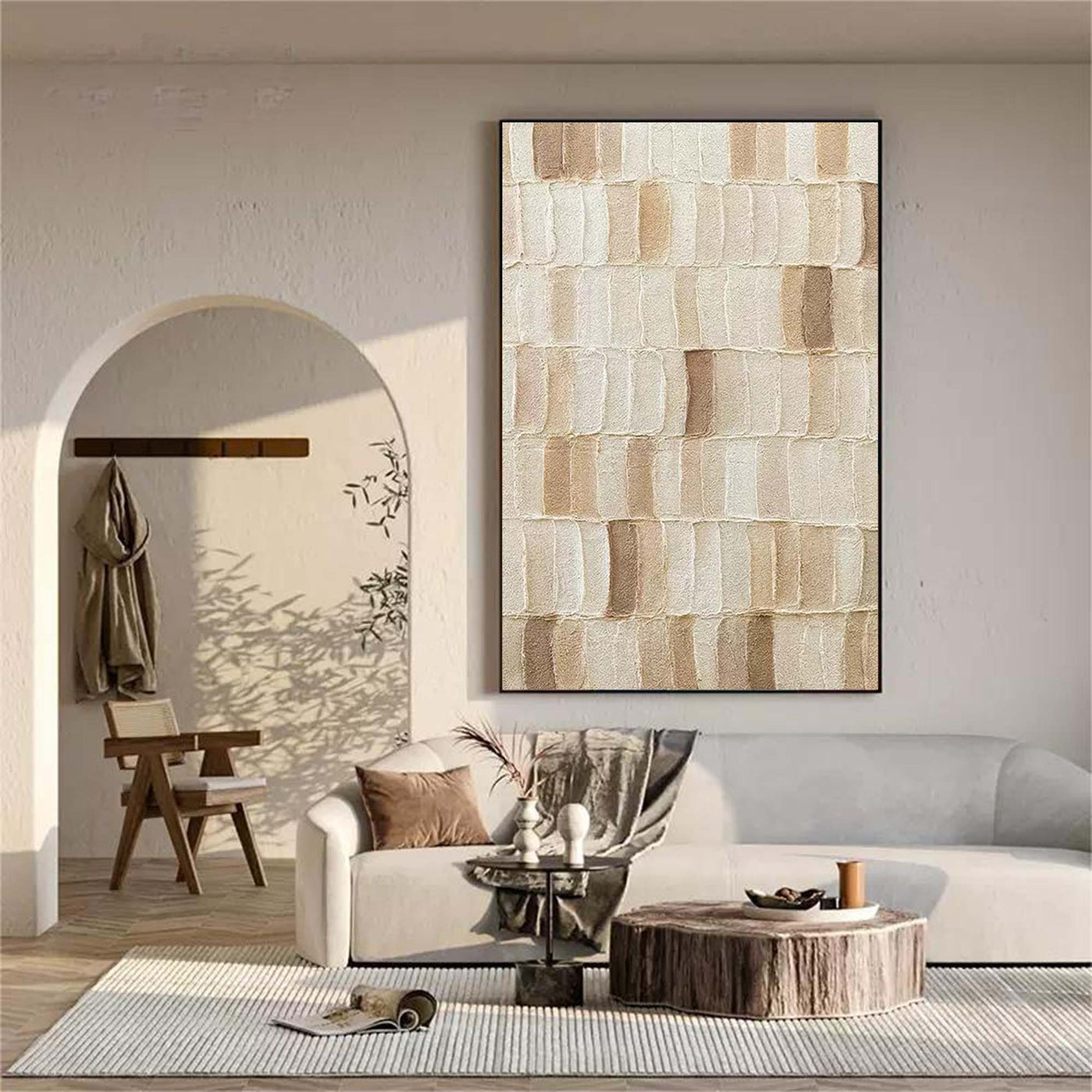 3D Beige Textured Acrylic Abstract Painting Beige Wall Art Beige ...
