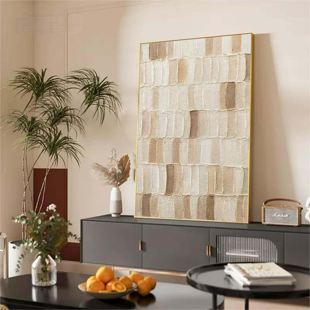 3D Beige Textured Acrylic Abstract Painting Beige Wall Art Beige ...