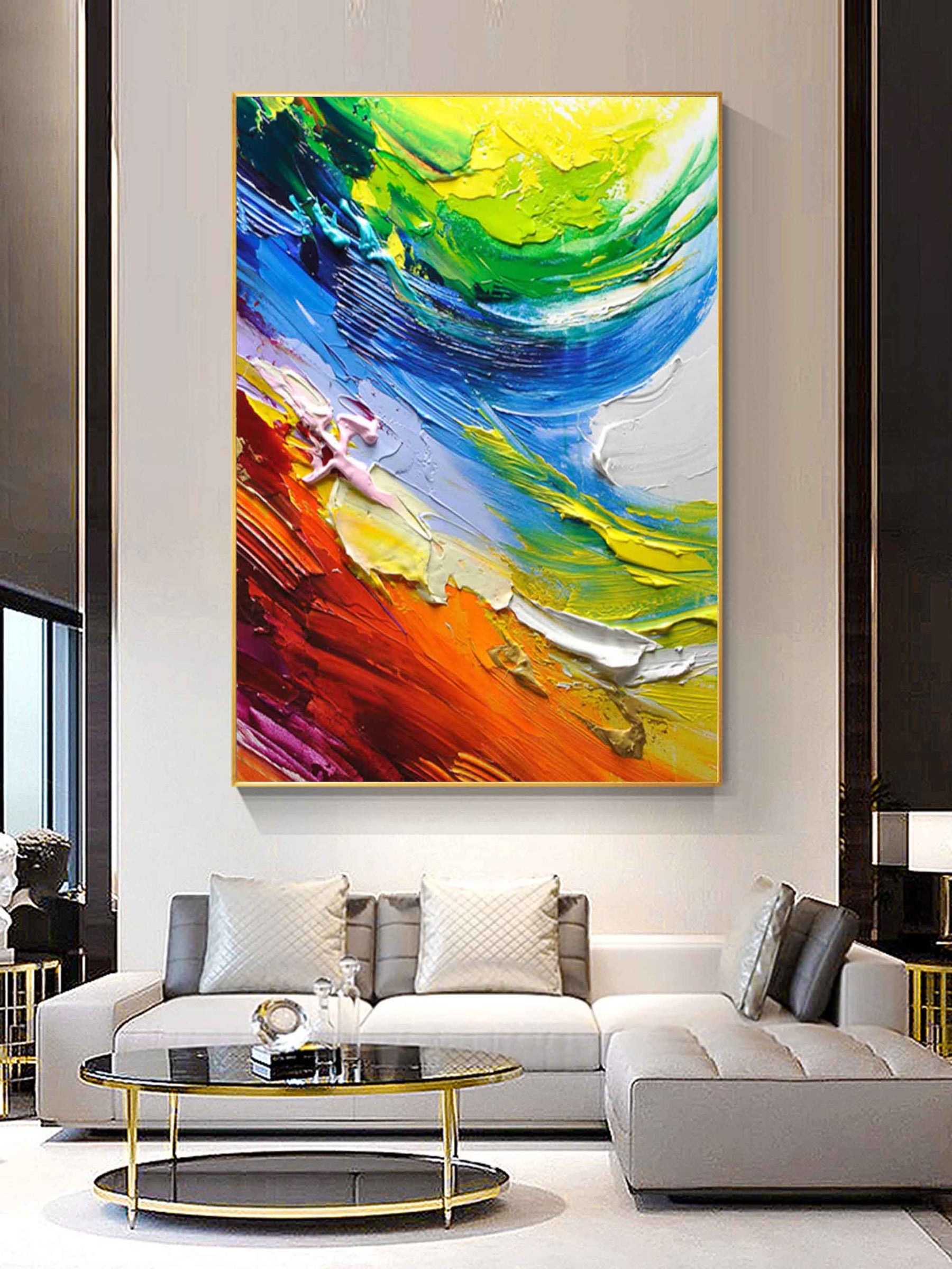 Colorful Abstract Oil Painting Colorful Textured Abstract Art Knife ...