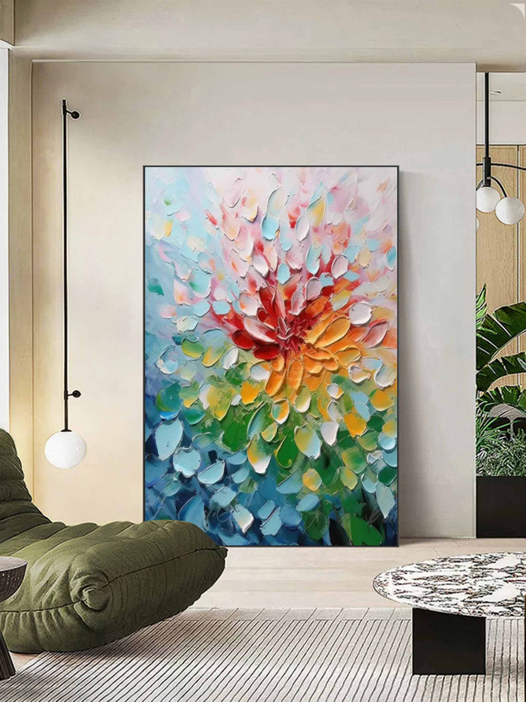 Colorful Abstract Art Palette Knife Painting On Canvas Colorful ...
