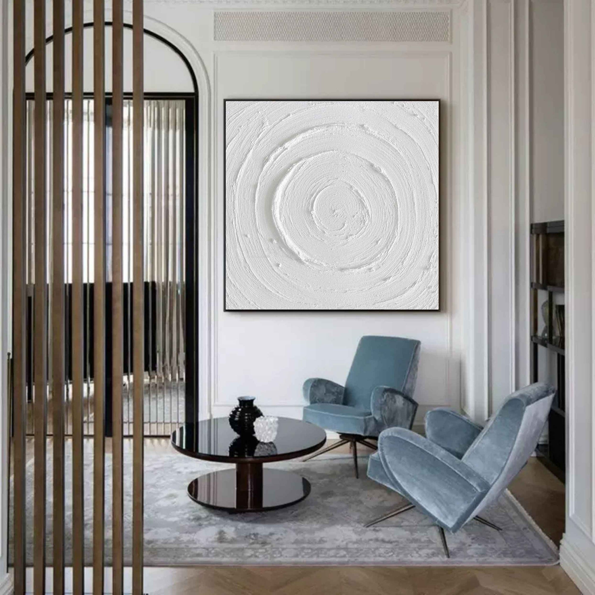 3D Large White Canvas Abstract Art Plaster Art On Canvas White Plaster ...