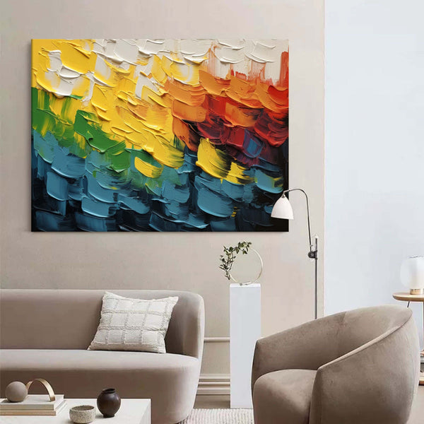 Large Colorful Abstract Texture Painting Abstract Palette Wall Art ...