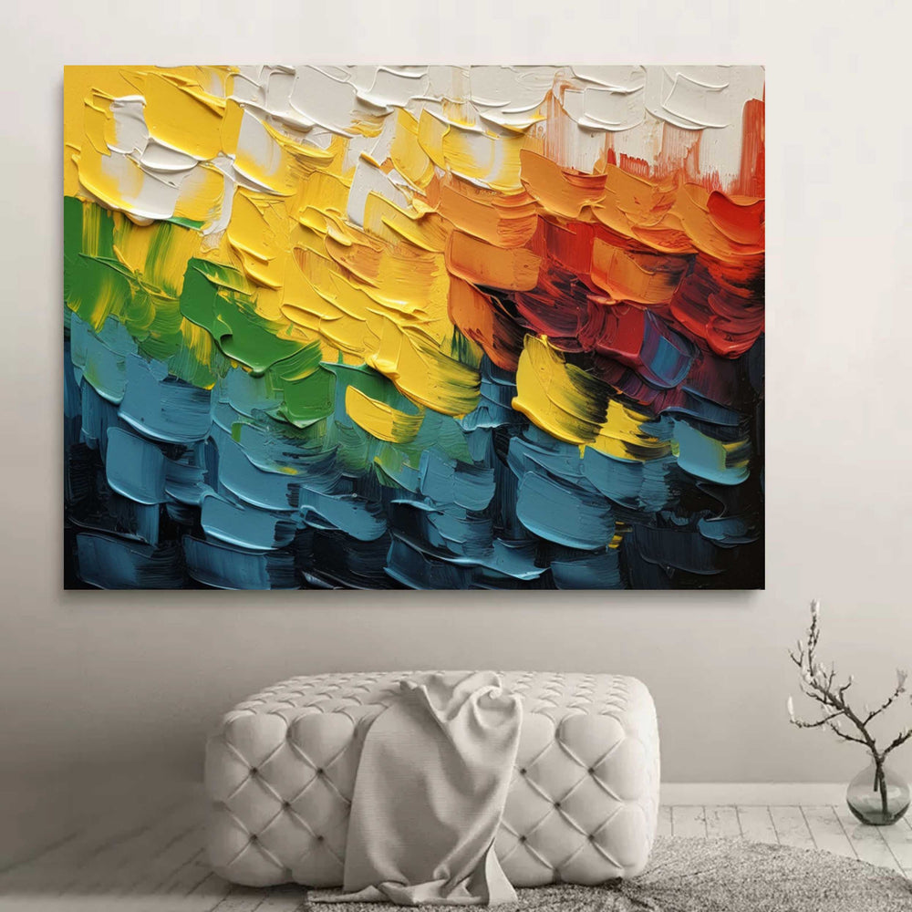 Large Colorful Abstract Texture Painting Abstract Palette Wall Art ...