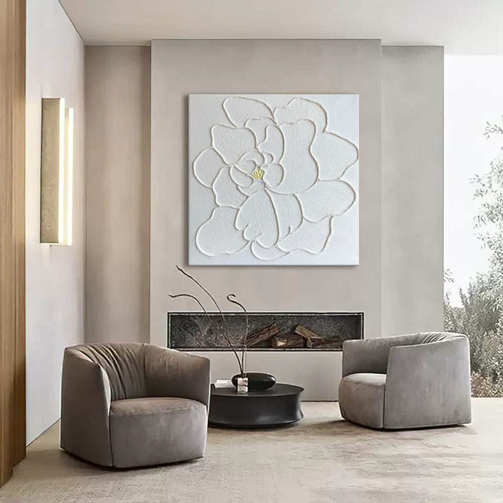 White Flowers Plaster Art White Peony Flowers Paintings For Sale ...