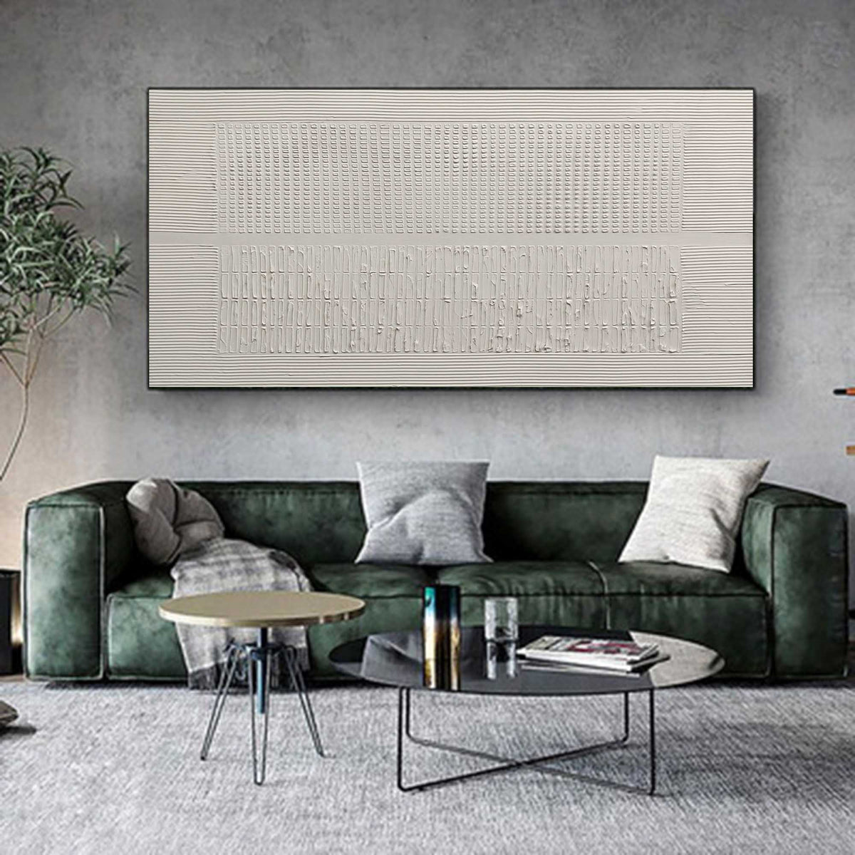 3D Large White Textured Abstract Canvas Art Plaster Wall Art Minimalist ...